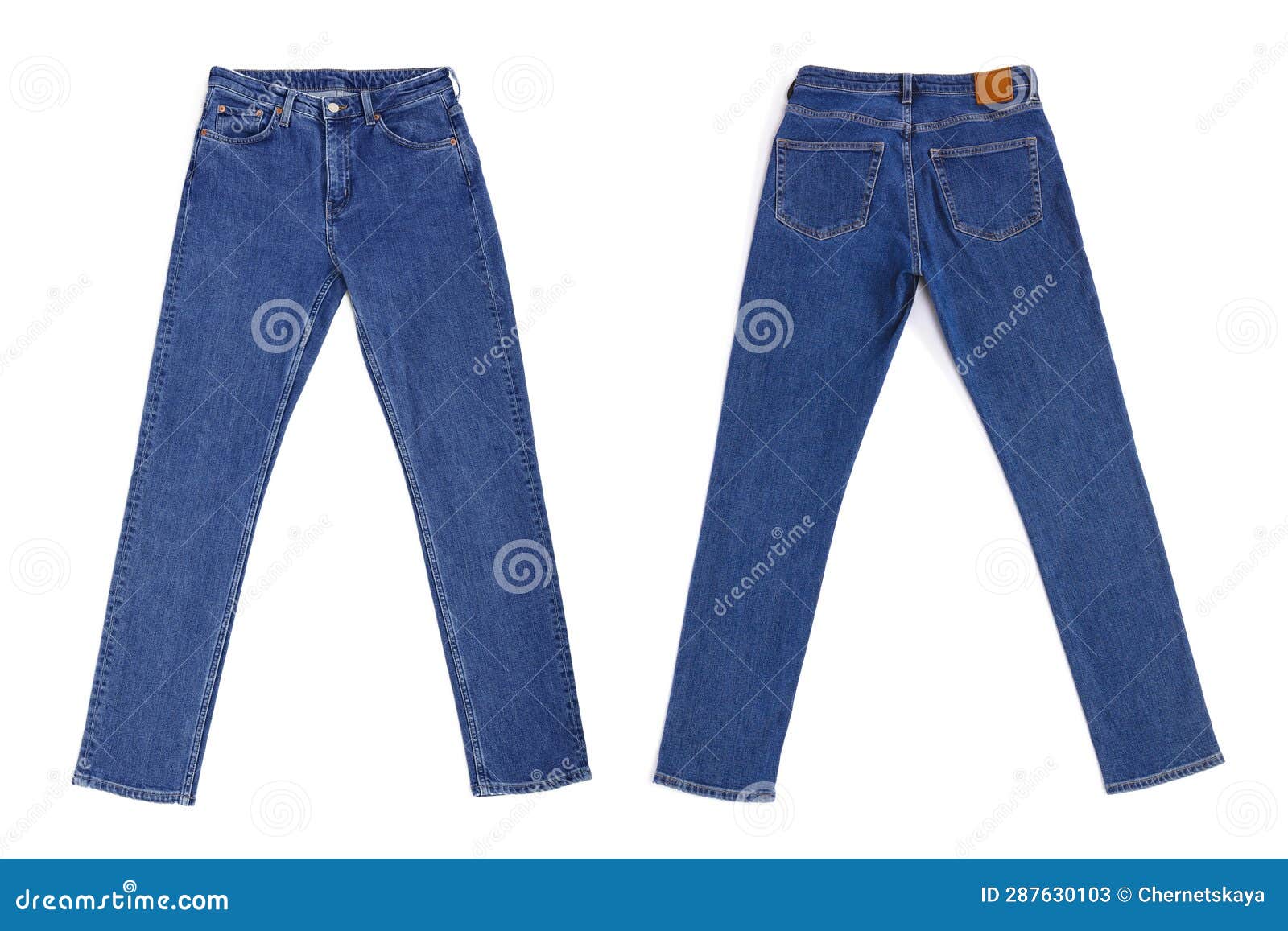 Collage with Jeans Isolated on White, Back and Front Views Stock Image ...