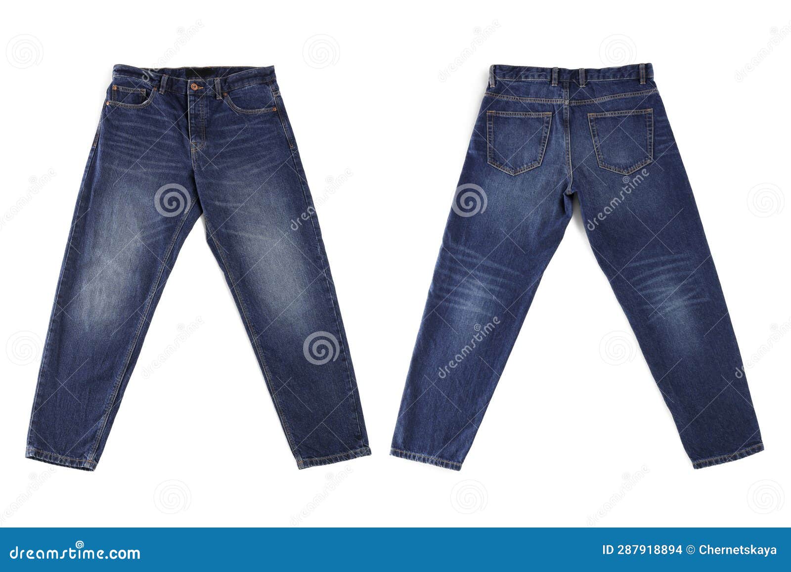 Collage with Jeans Isolated on White, Back and Front Views Stock Photo ...