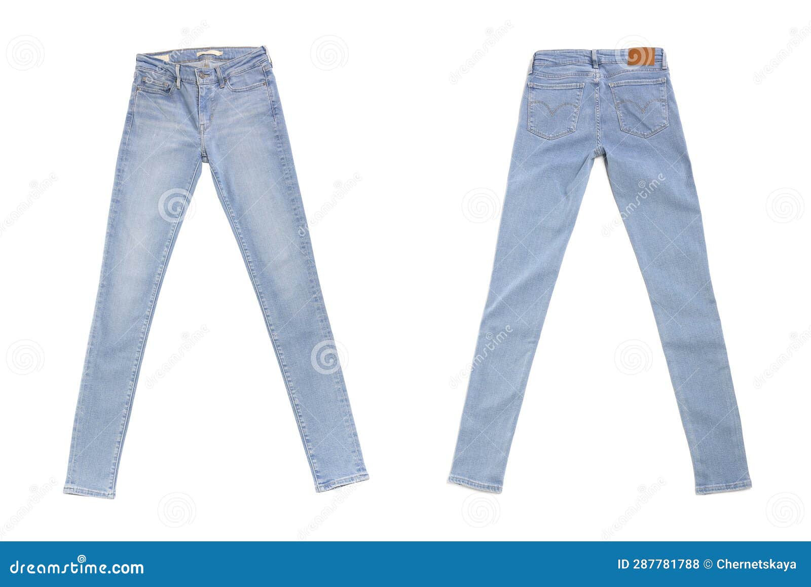 Collage with Jeans Isolated on White, Back and Front Views Stock Photo ...