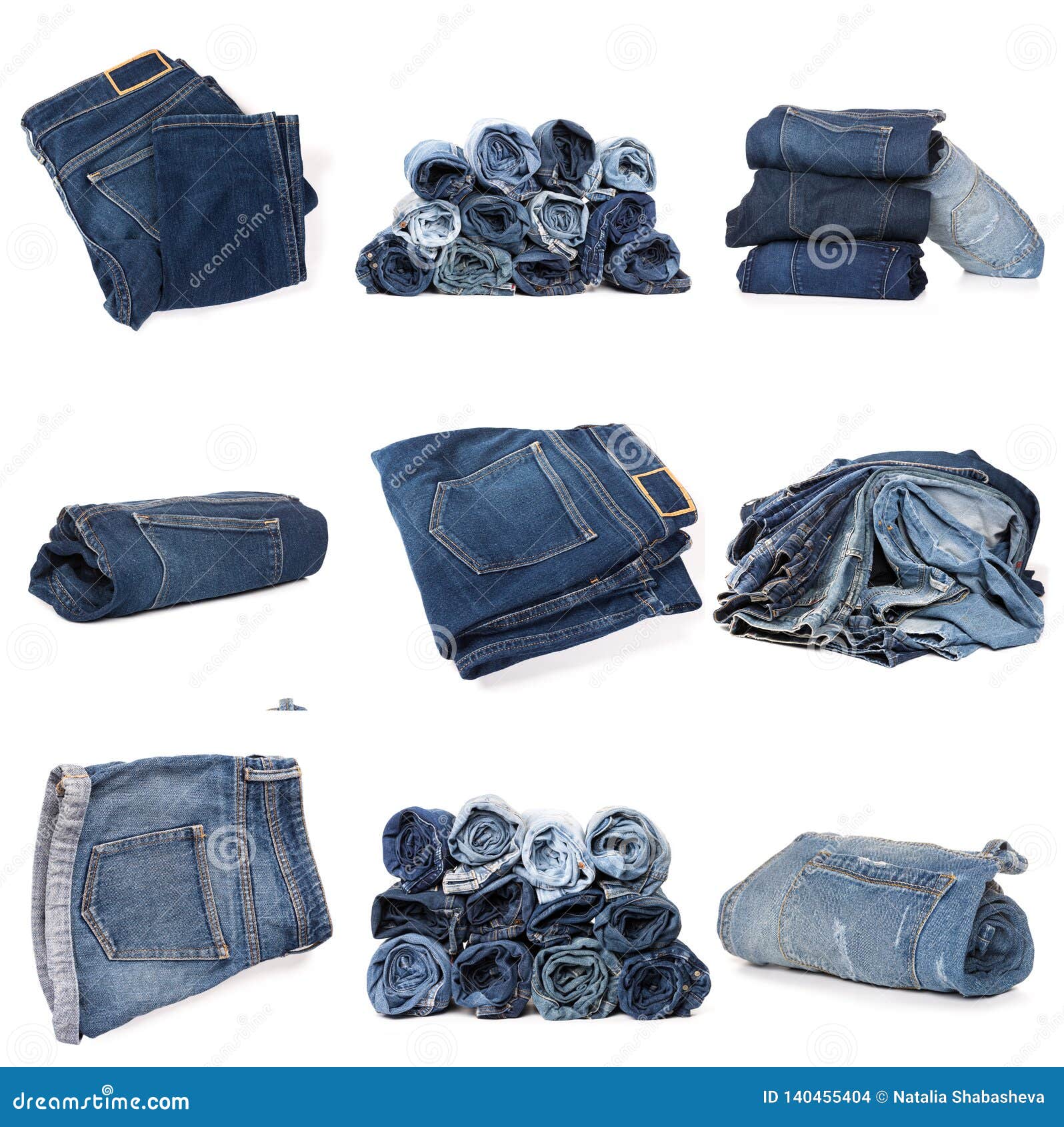 Collage of Jeans Isolated on White Stock Photo - Image of design ...