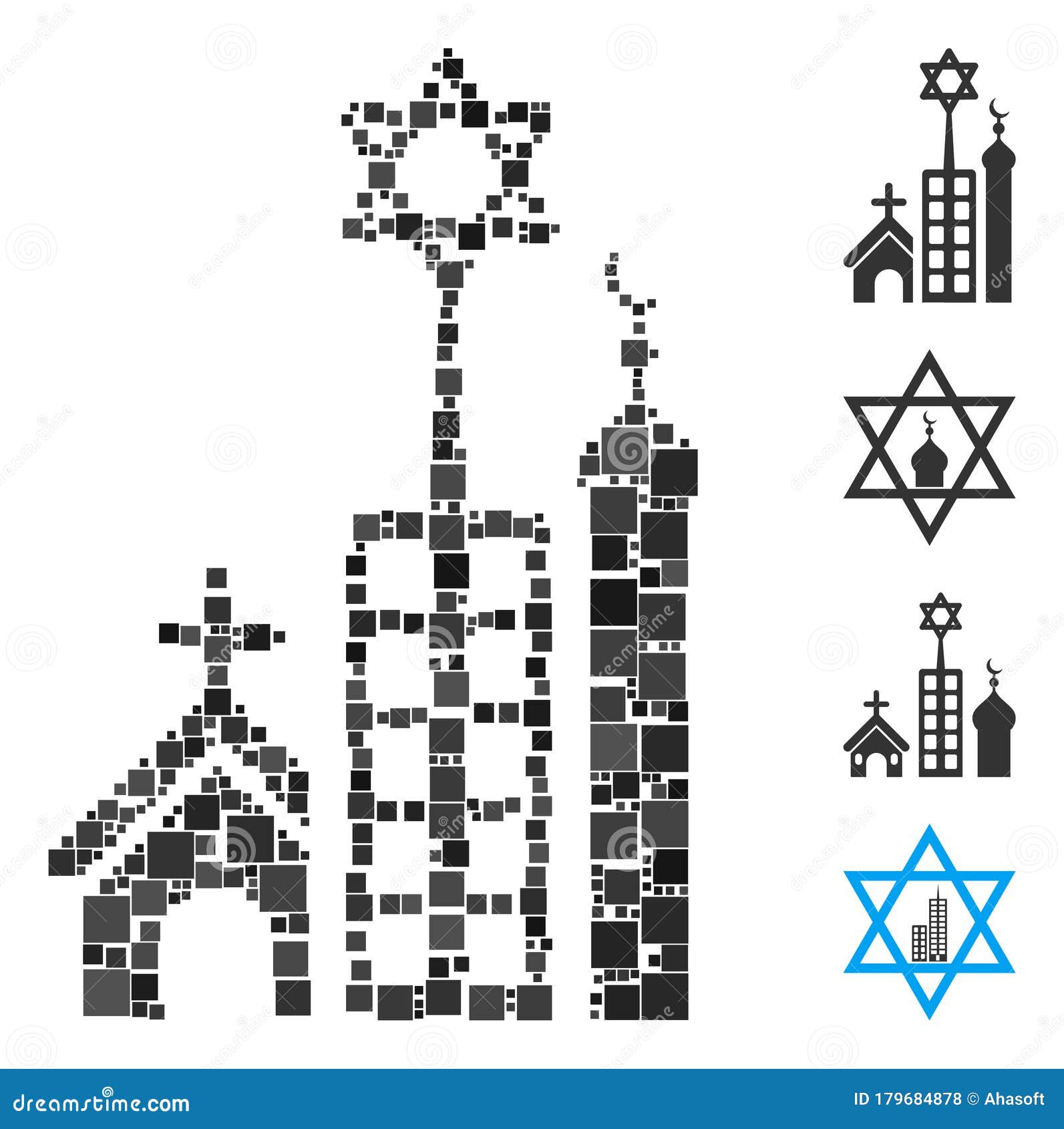 Square Jerusalem City Icon Vector Mosaic Stock Vector - Illustration of ...