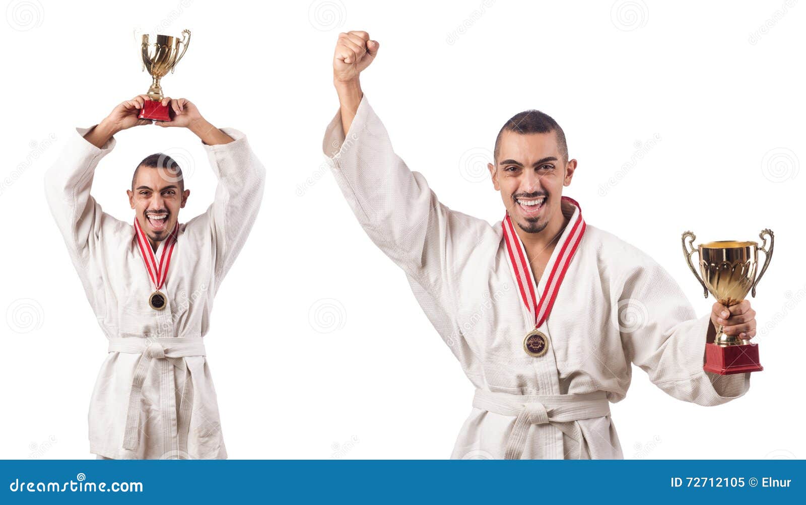 The Collage of Karate Player in Kimono Isolated on White Stock Image ...