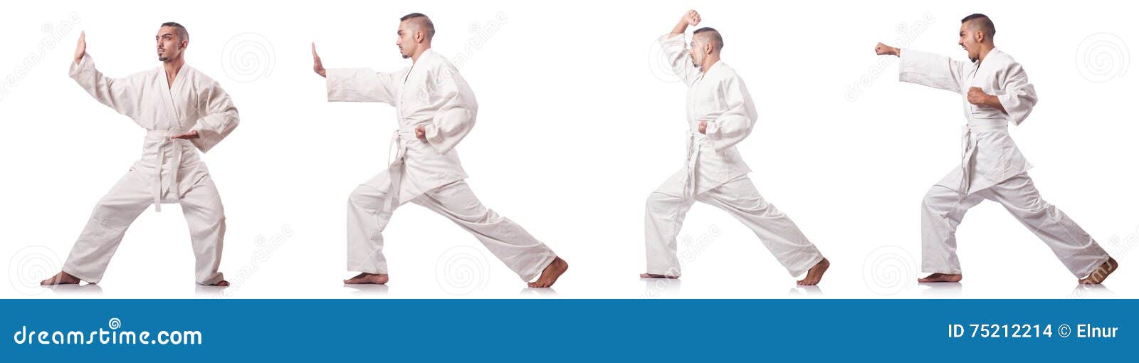 The Collage of Karate Player in Kimono Isolated on White Stock Photo ...