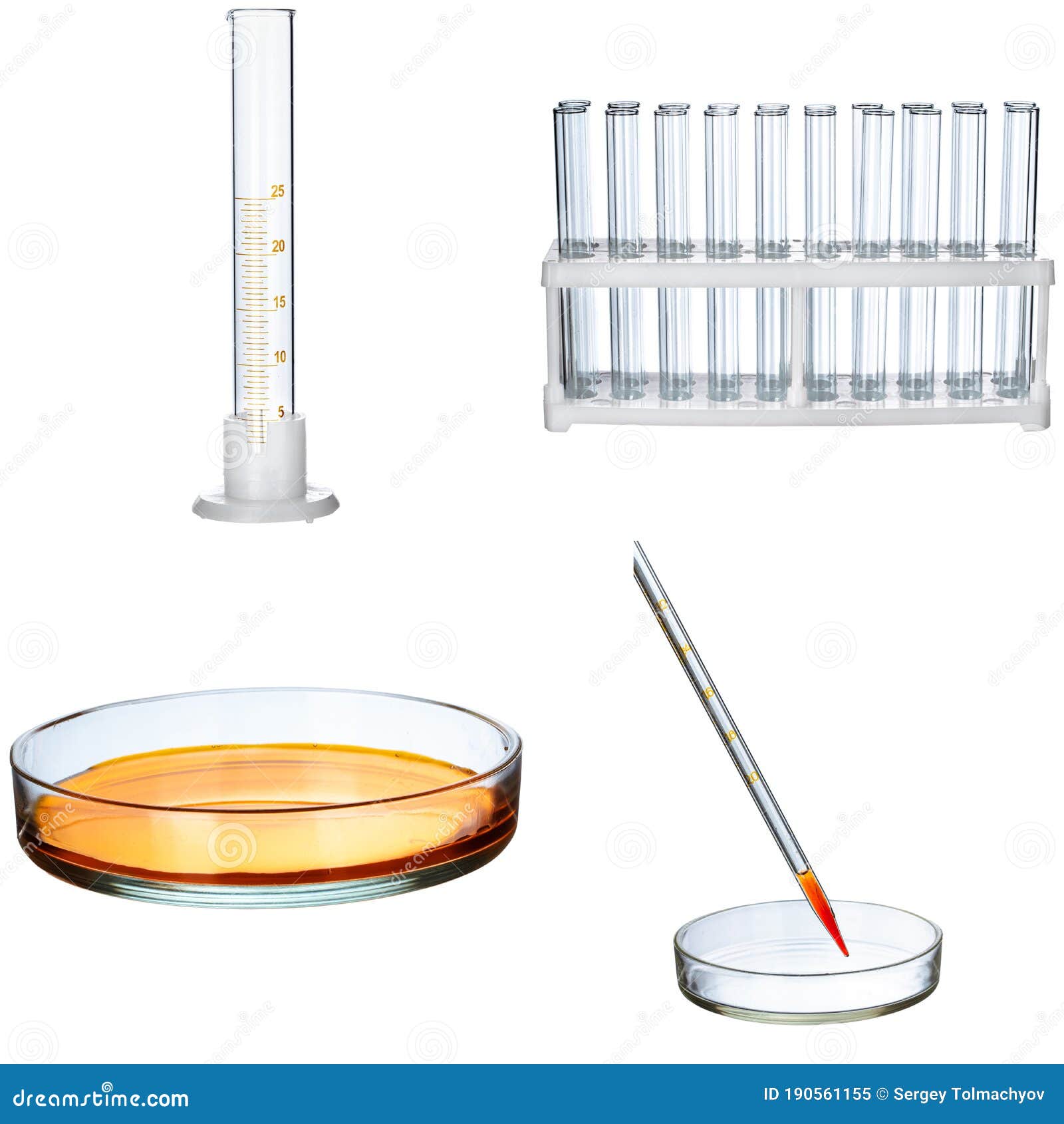Collage of Laboratory Glassware on White Background Stock Image - Image ...
