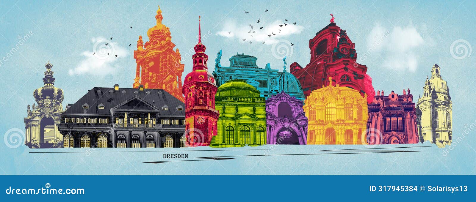 Collage of Landmarks of Dresden, Germany. Stock Photo - Image of ...