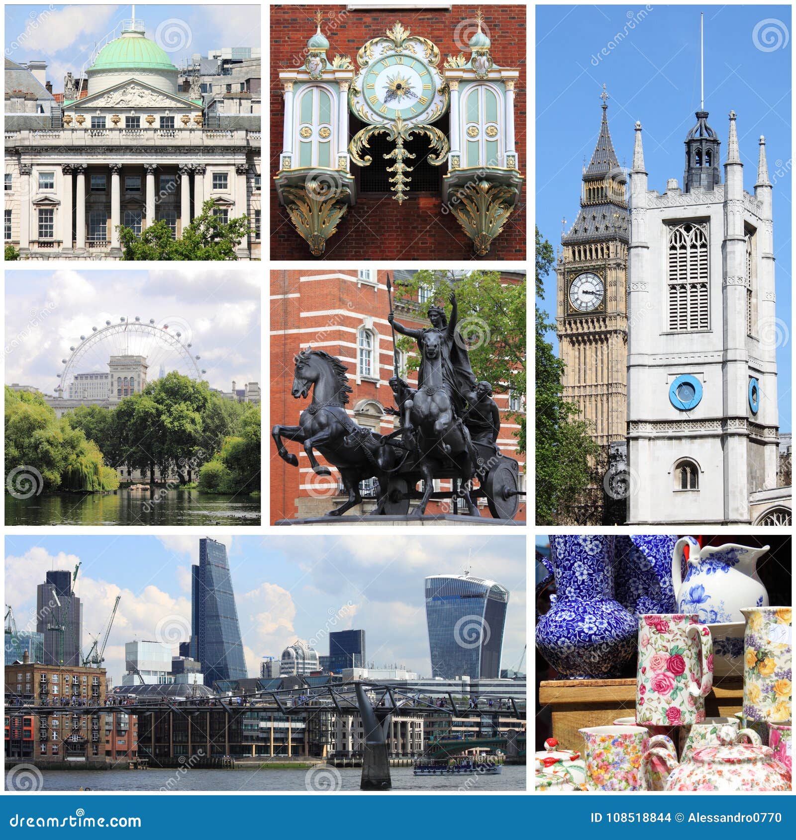 London landmarks collage stock photo. Image of collage - 108518844