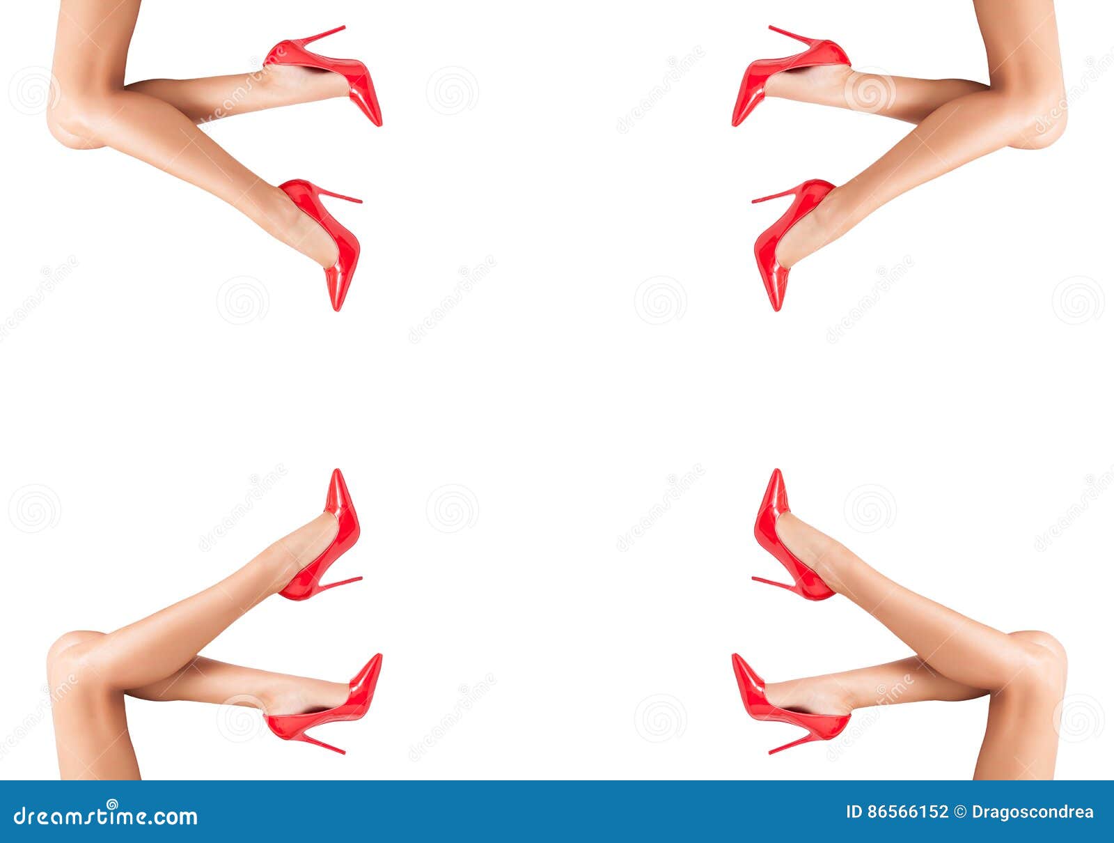 Collage of Legs with Red Shoes Over White Background Stock Photo ...