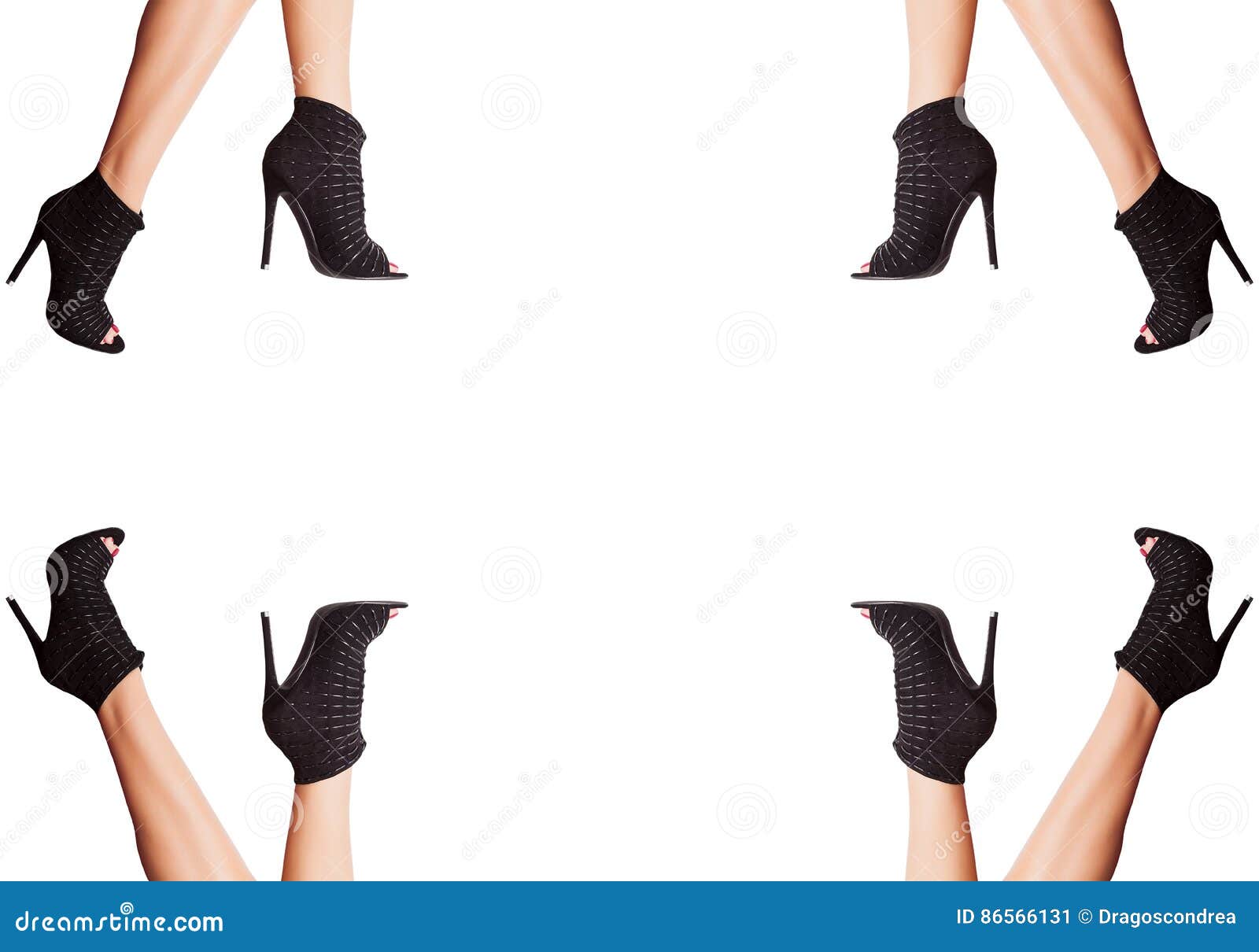 Collage of Legs with Shoes Over White Background Stock Illustration ...
