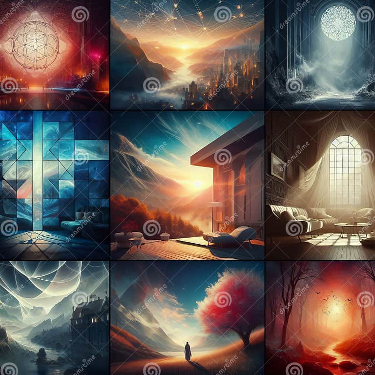 Collage of Light and Shadow Create a Digital Collage of Light an Stock ...