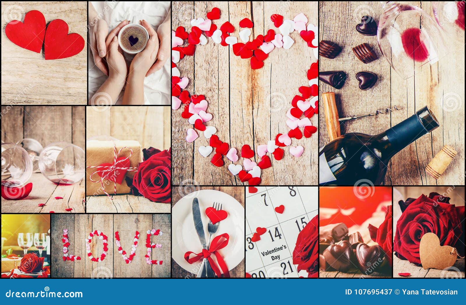 Collage of Love and Romance. Stock Image - Image of heart, gift: 107695437