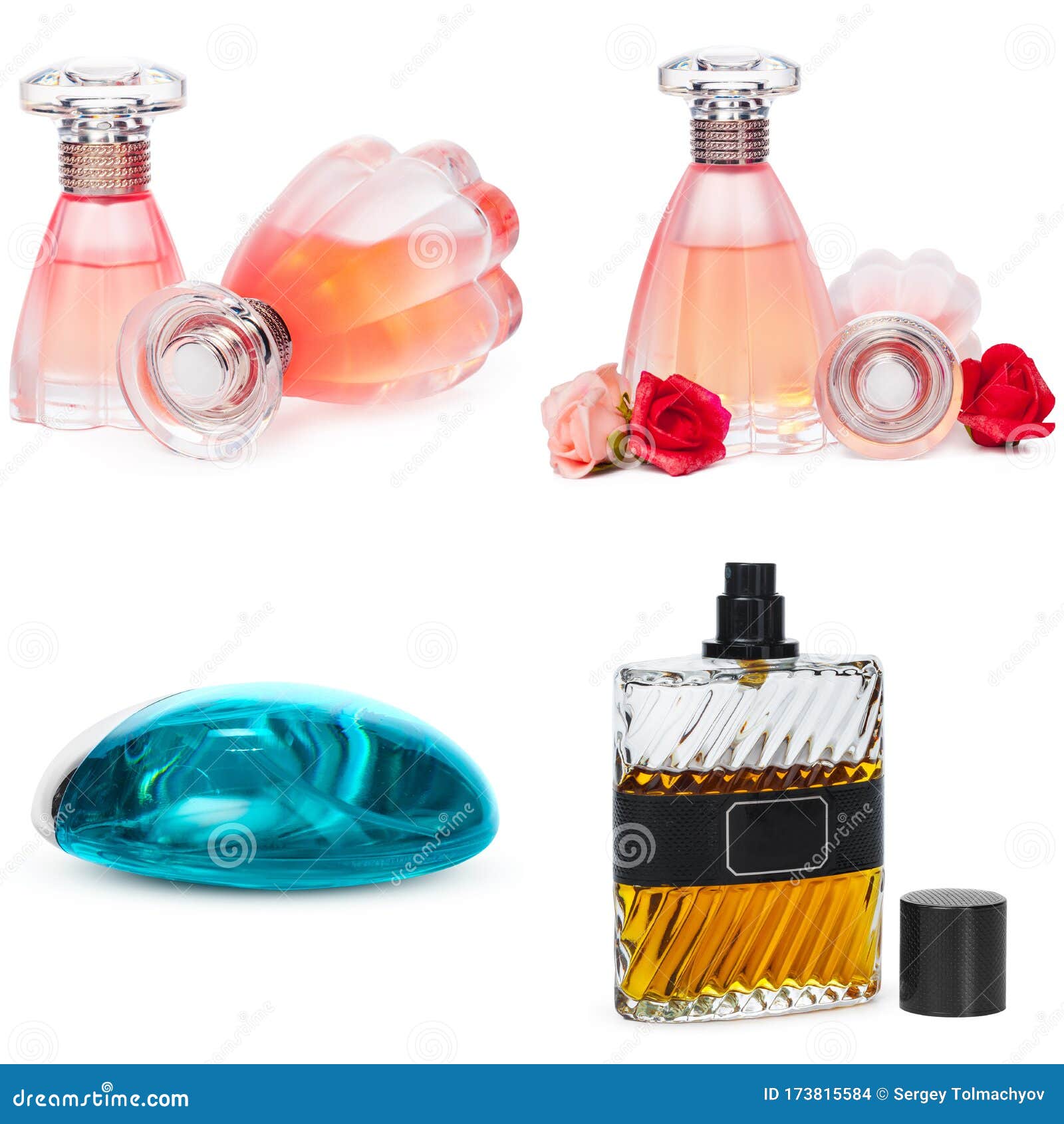 Collage of Luxury Perfumes Isolated on White Background Stock Photo ...