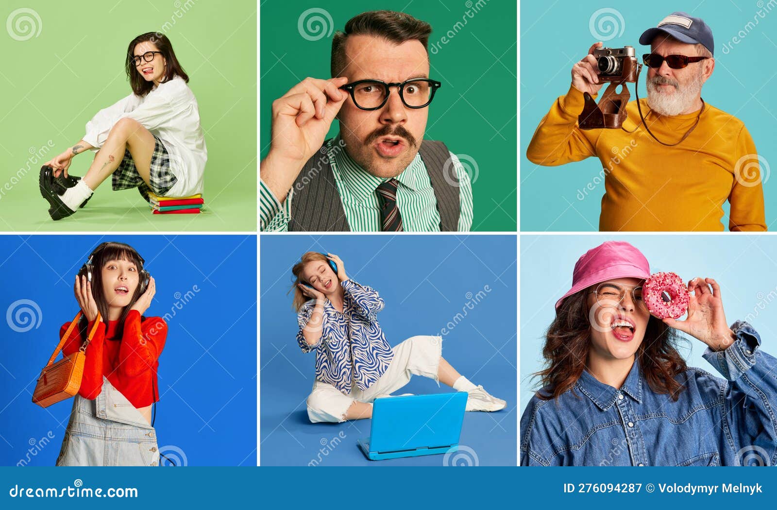 Collage Made of Different People of Diverse Age and Gender Posing in ...