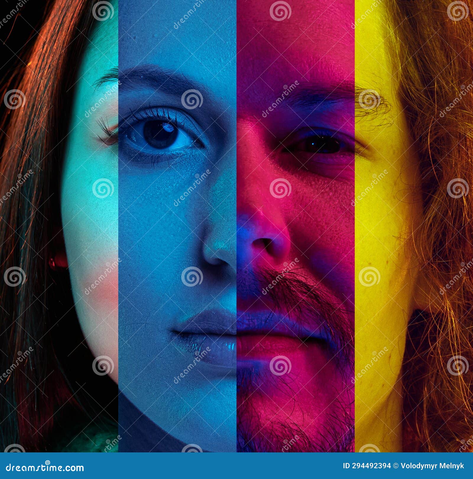 Collage Made of Different People, Faces of Different Age and Gender in ...