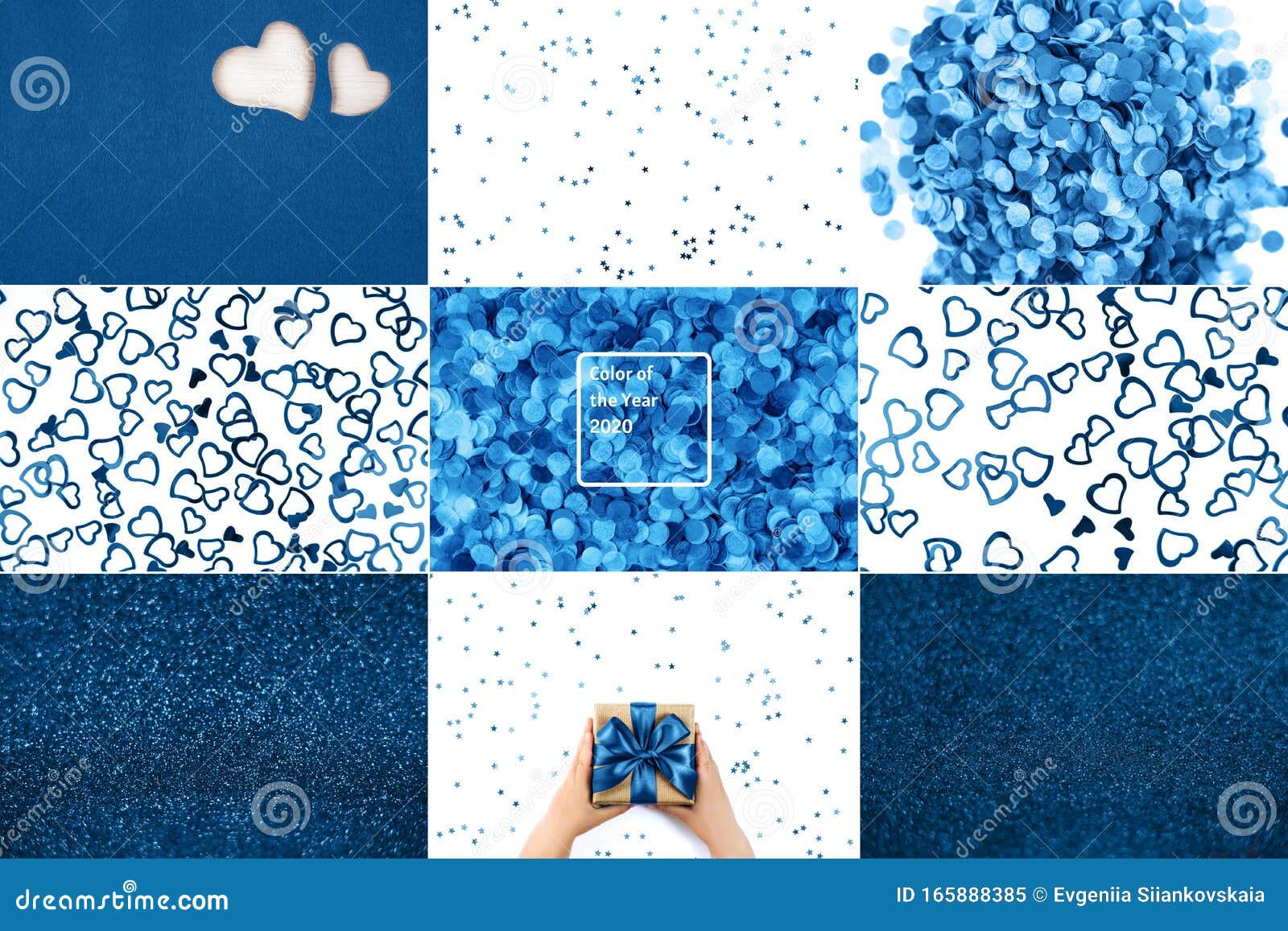 Collage Made from Different Pictures in Blue Color. Stock Image - Image ...