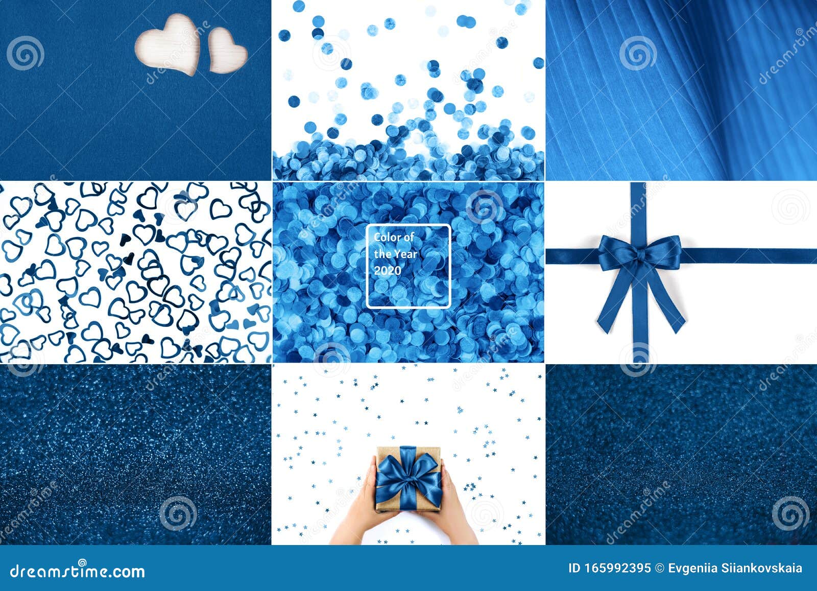 Collage Made from Different Pictures in Blue Color. Stock Image - Image ...