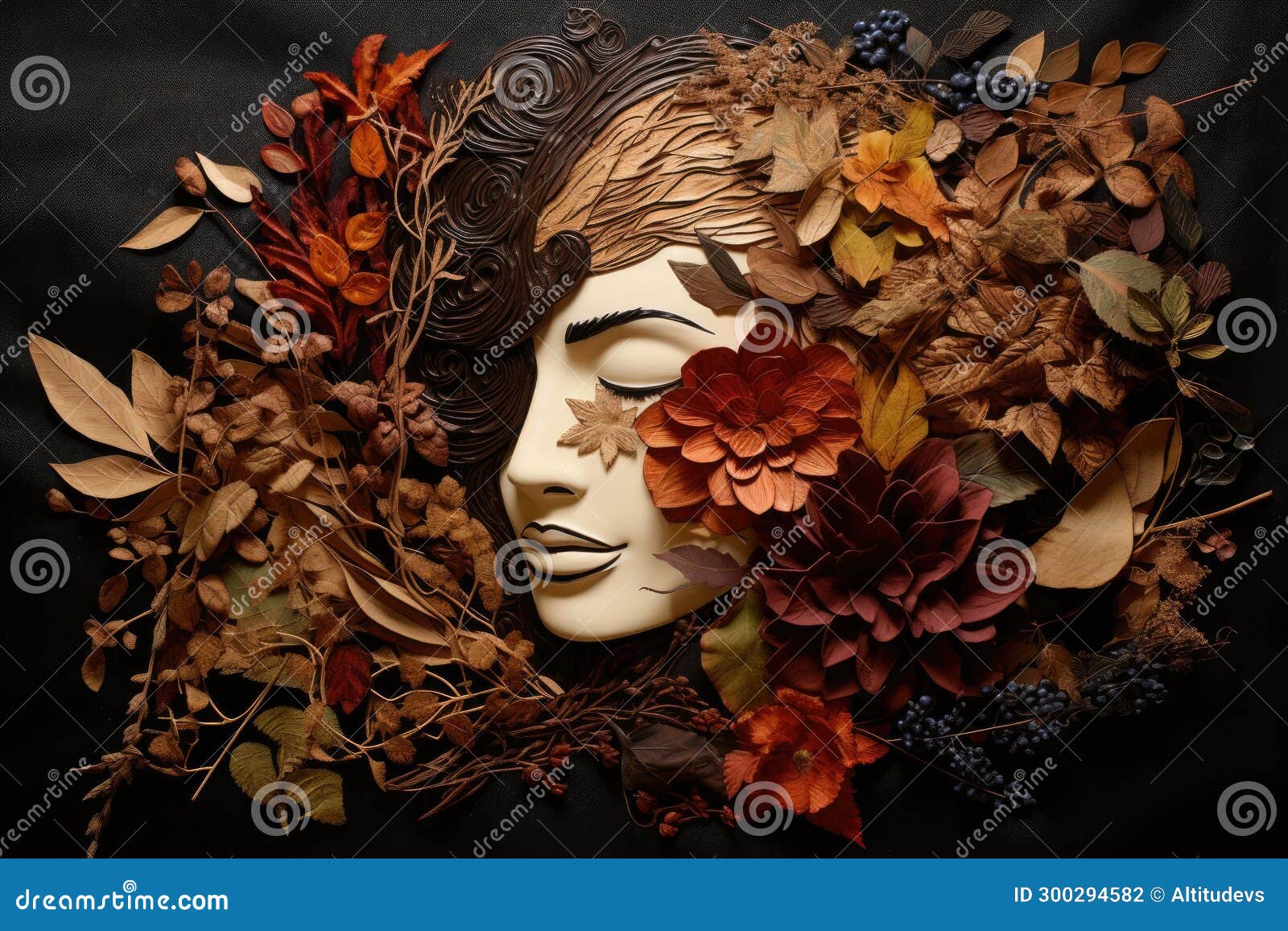 A Collage Made from Different Types of Dried Leaves and Twigs Stock ...
