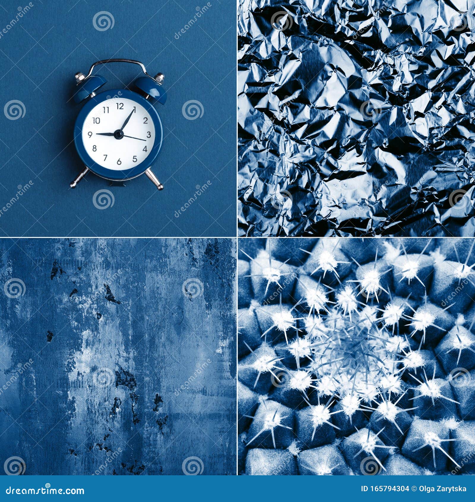 Collage Made of Four Photos in Blue Color. Stock Photo - Image of stone ...
