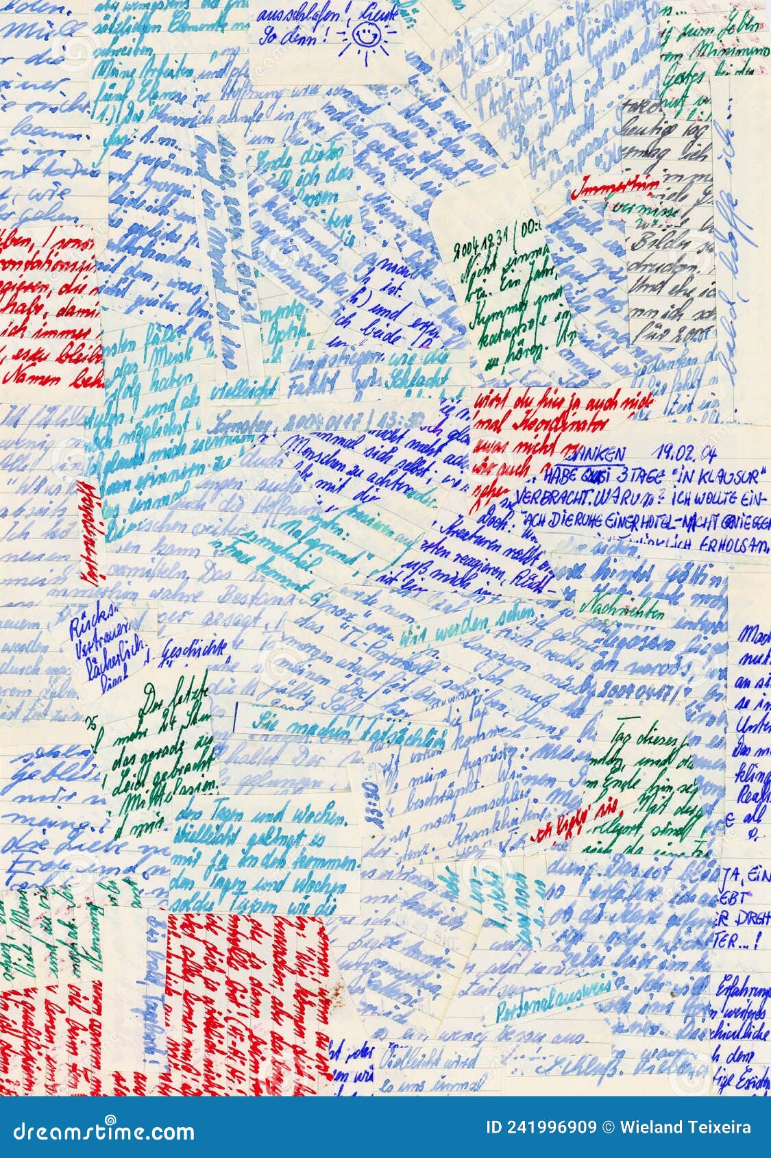 Collage Made of Handwritten Pieces of Text. Stock Image - Image of page ...
