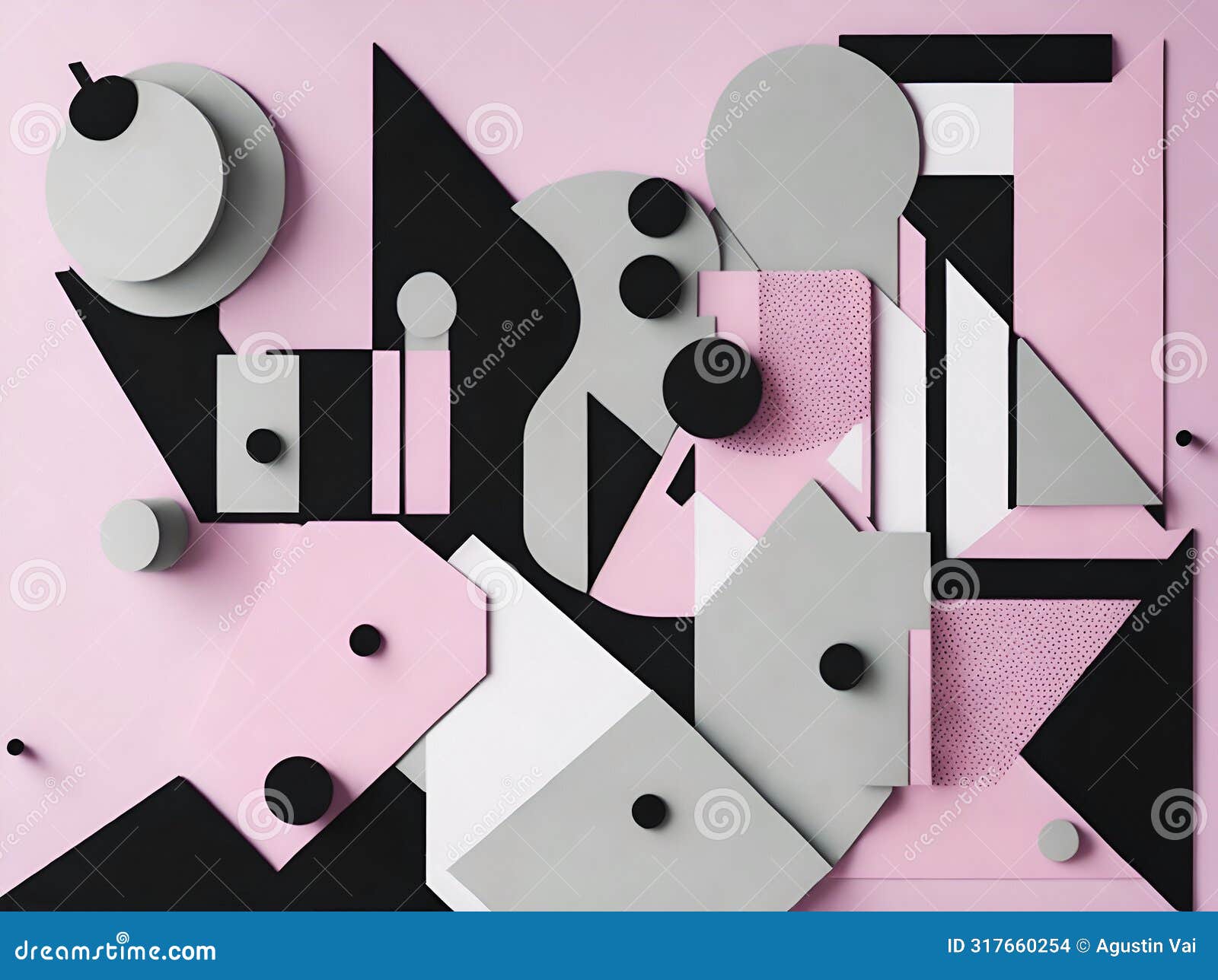 Collage Made with Pieces of Square, Circle and Triangles Colored Papers ...