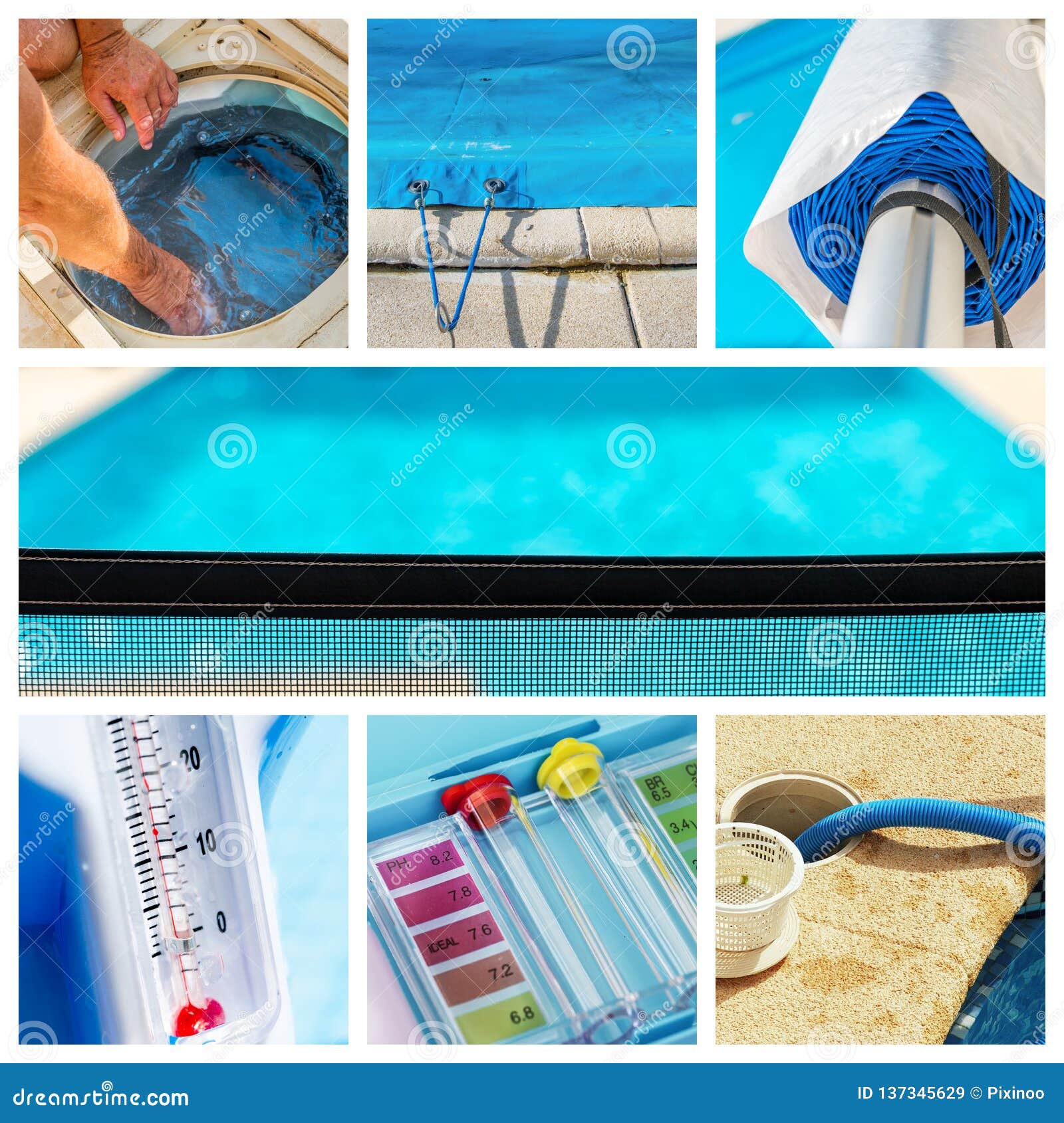Collage Maintenance of a Private Pool Stock Image - Image of phmb ...