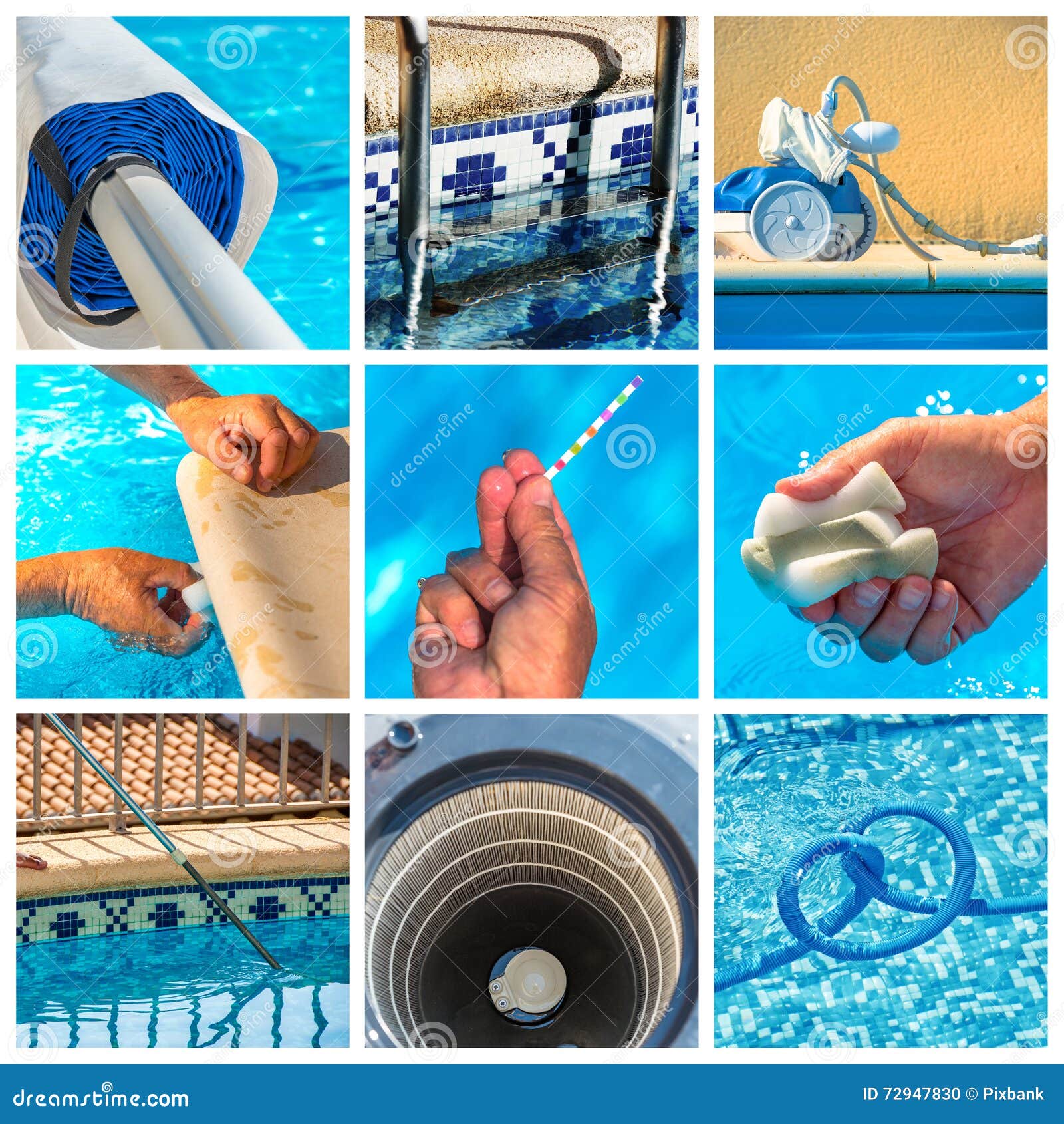 Collage Maintenance of a Private Pool Stock Photo - Image of periodic ...