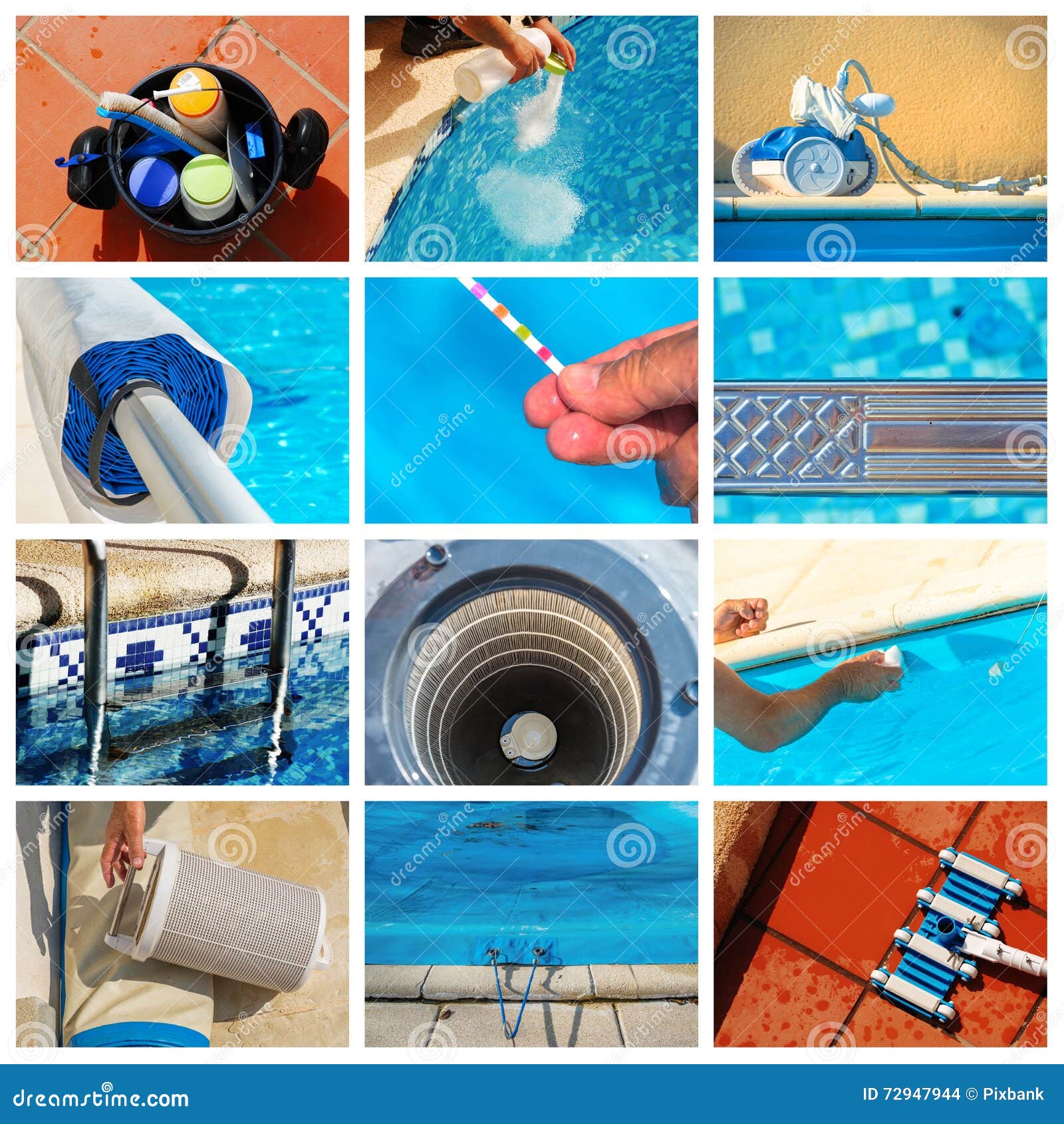 Collage Maintenance of a Private Pool Stock Photo - Image of equipment ...