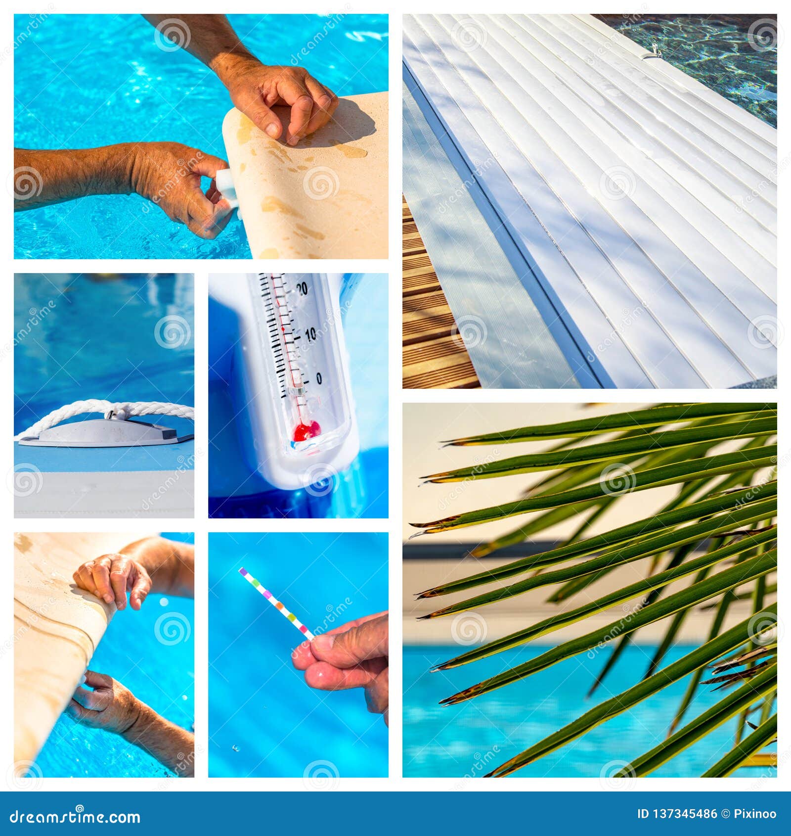 Collage Maintenance of a Private Pool Stock Photo - Image of pool ...