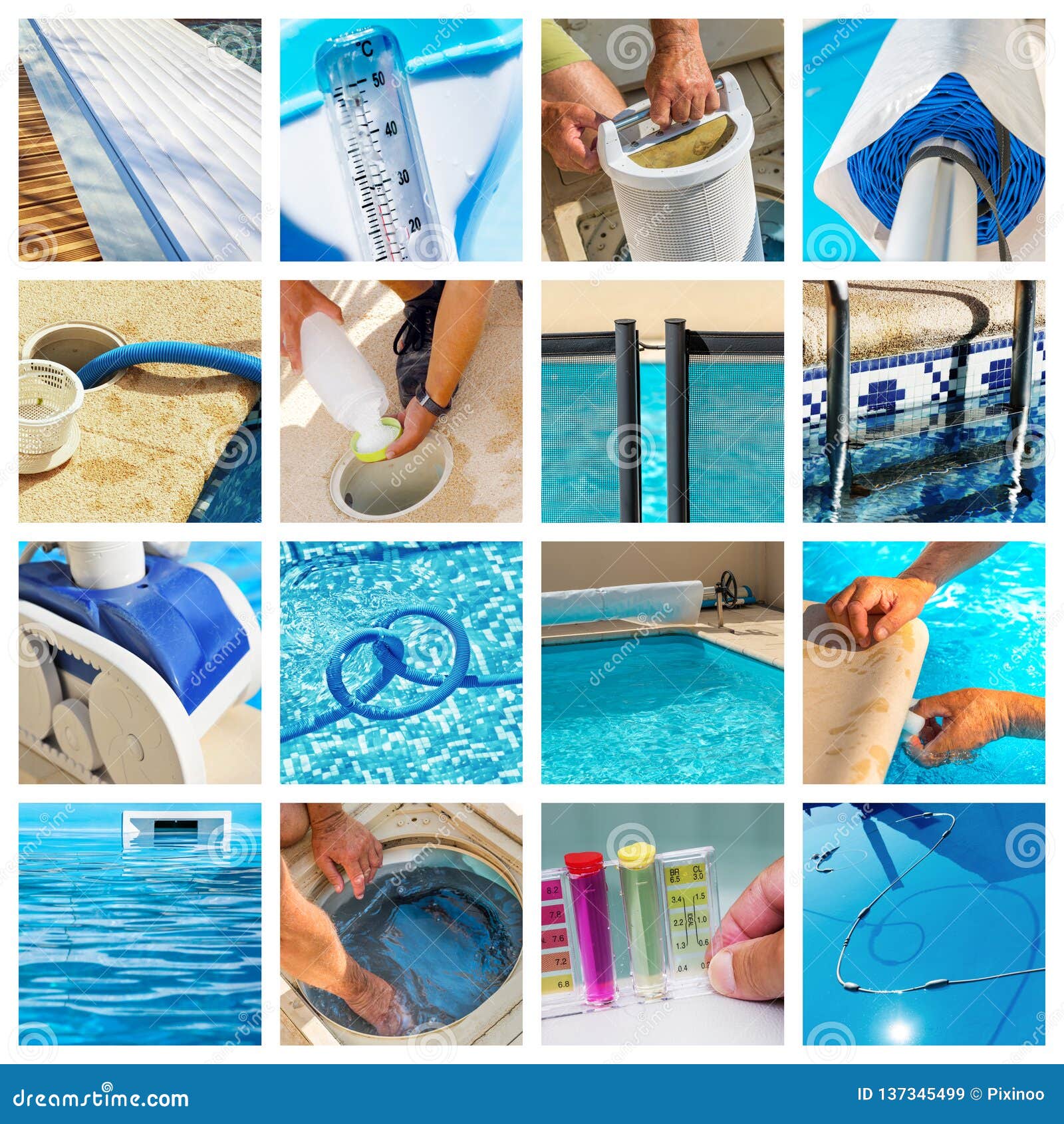Collage Maintenance of a Private Pool Stock Image - Image of heat, aqua ...