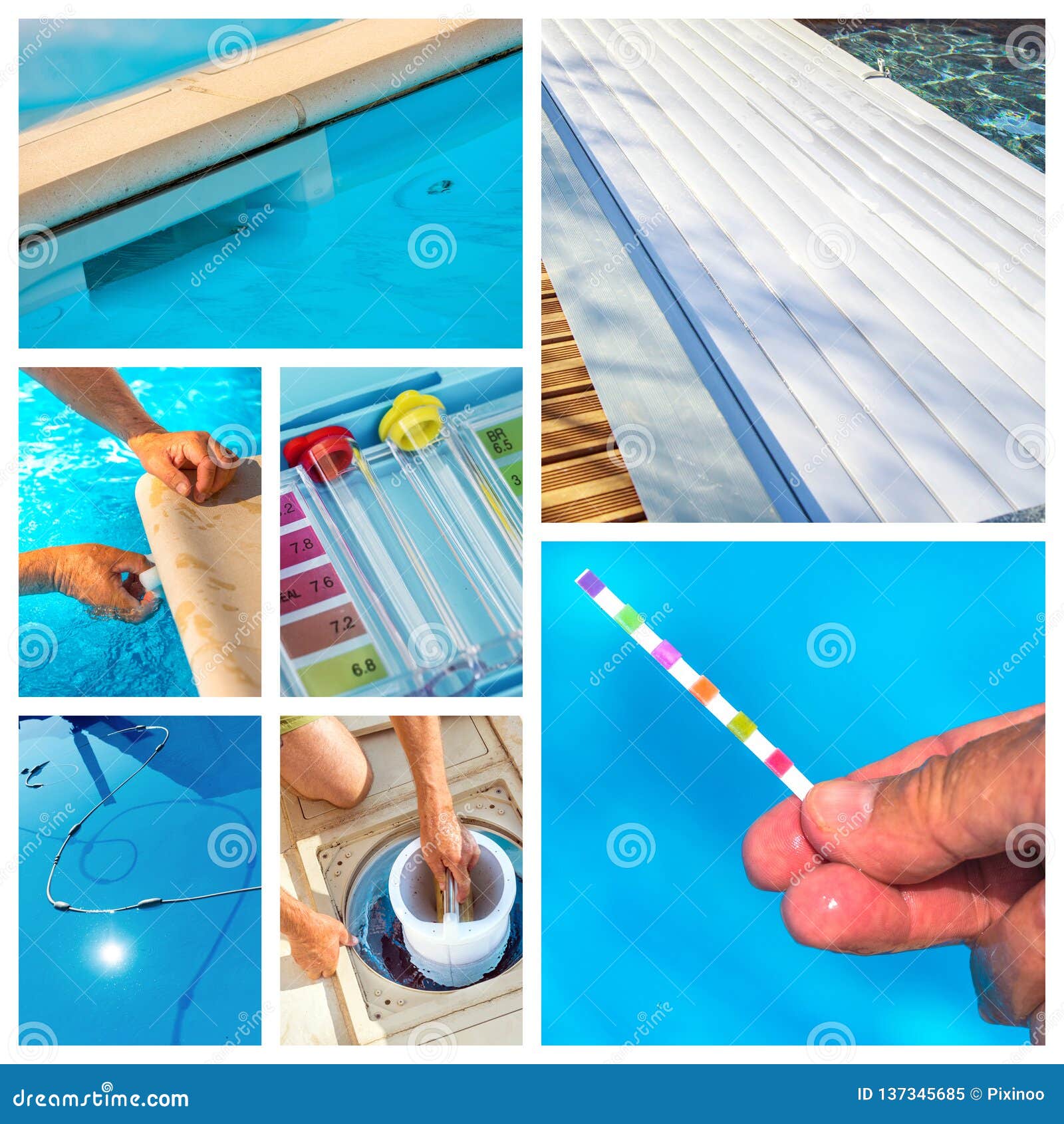 Collage Maintenance of a Private Pool Stock Image - Image of pool ...