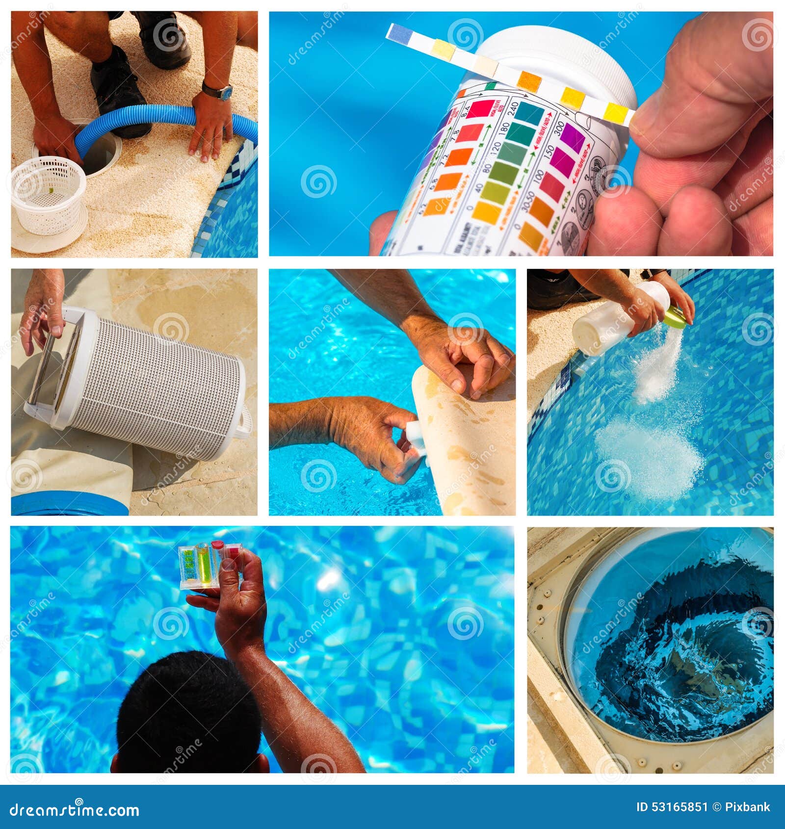 Collage Maintenance of a Private Pool Stock Image - Image of ...