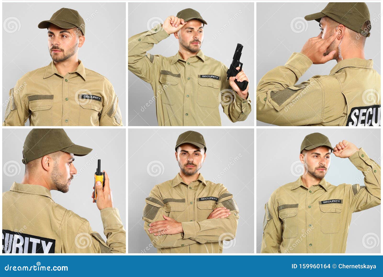 Collage of Male Security Guard on Background Stock Photo - Image of ...