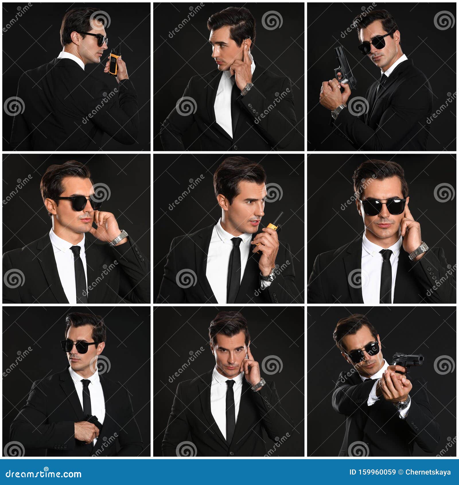Collage of Male Security Guard on Background Stock Image - Image of ...