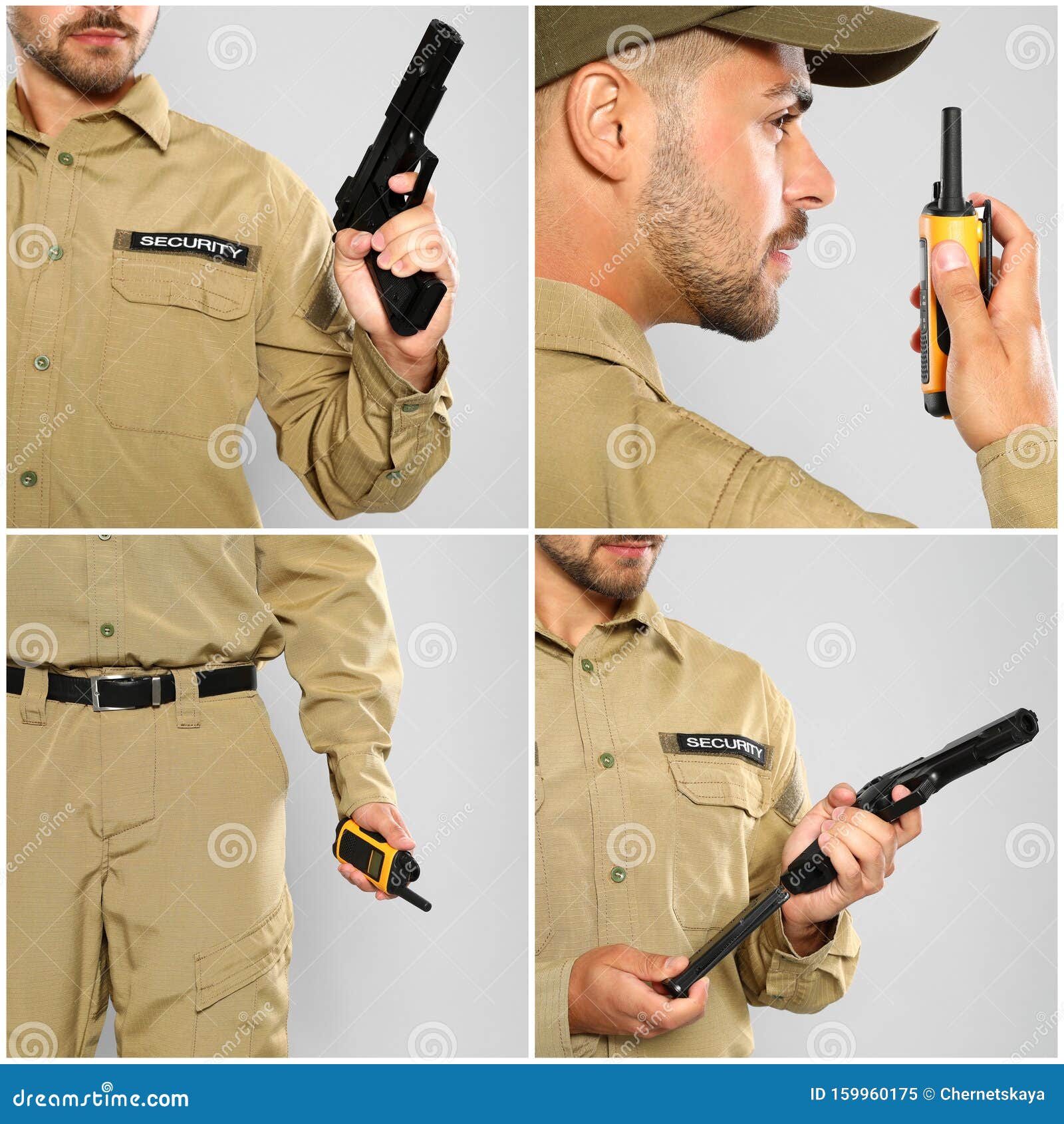 Collage of Male Security Guard on Background Stock Image - Image of ...