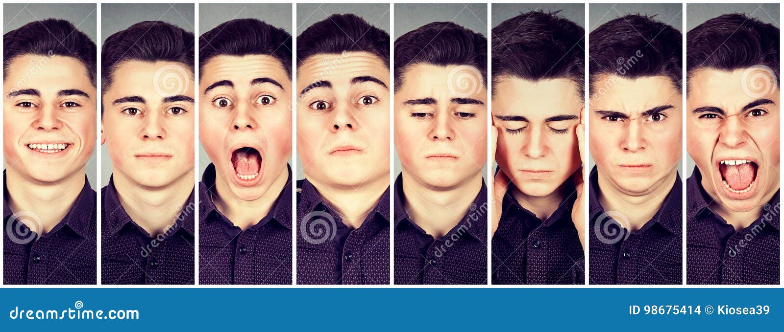 Collage of a Man Expressing Different Emotions Stock Photo - Image of ...