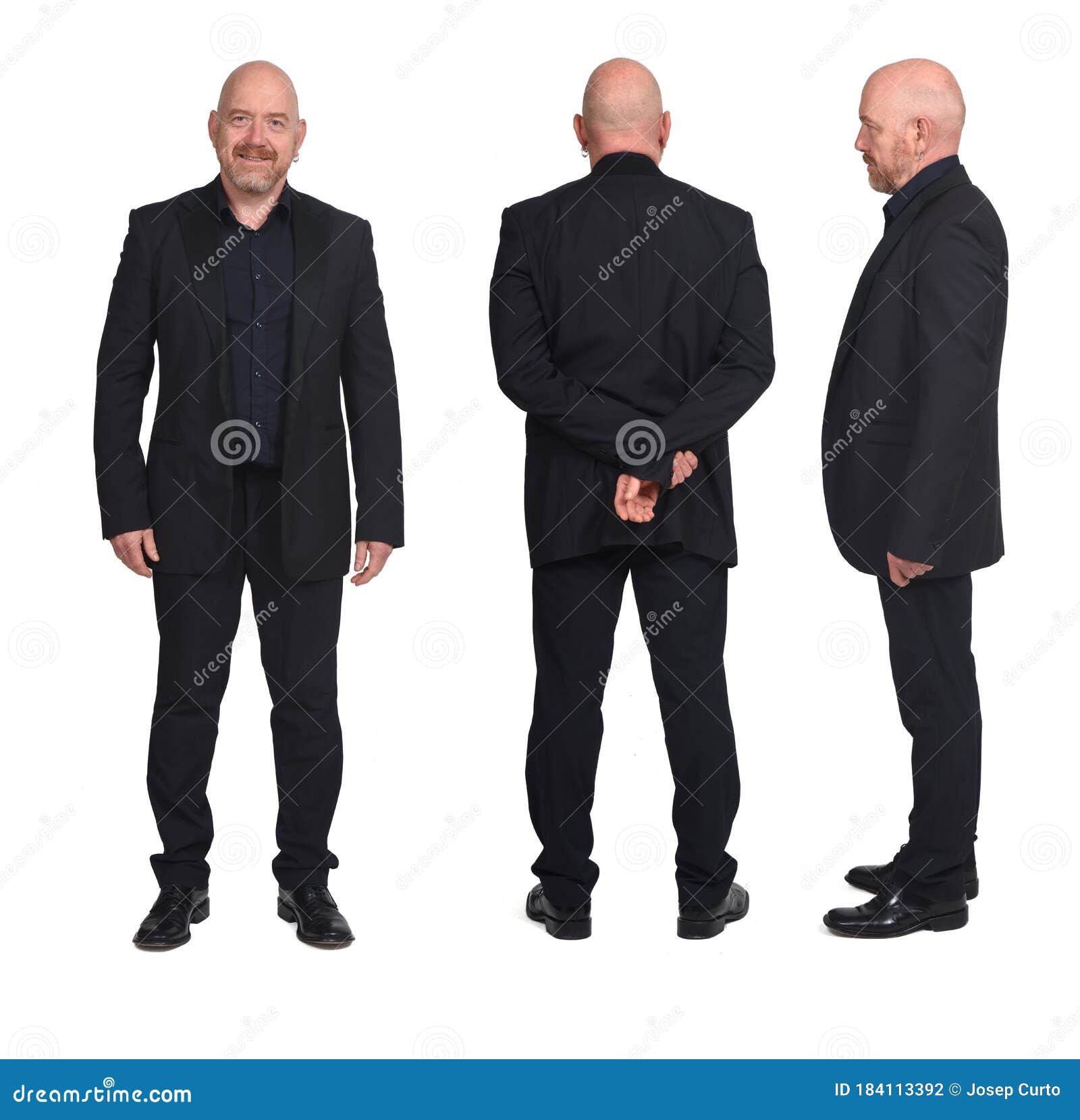 Collage of a Man Front Back and Profile on White Background Stock Photo ...