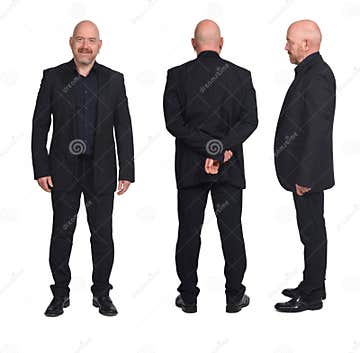 Collage of a Man Front Back and Profile on White Background Stock Photo ...