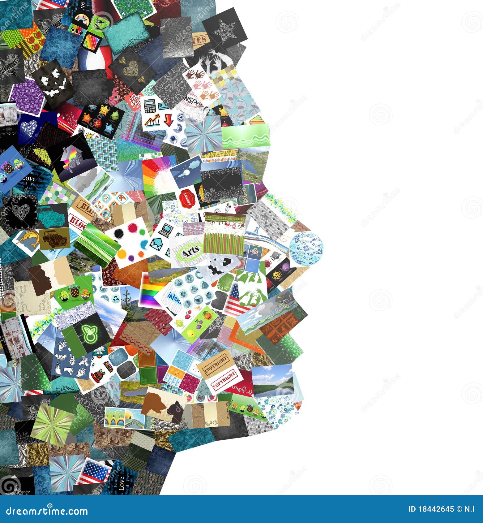 Collage man profile stock illustration. Illustration of white - 18442645