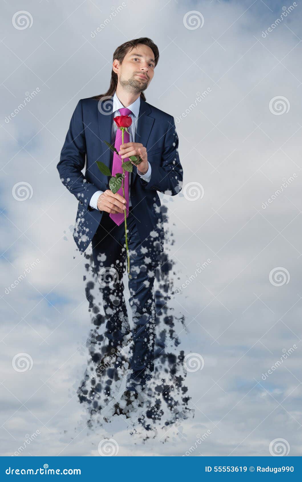 Collage man in the sky stock image. Image of heart, fashion - 55553619