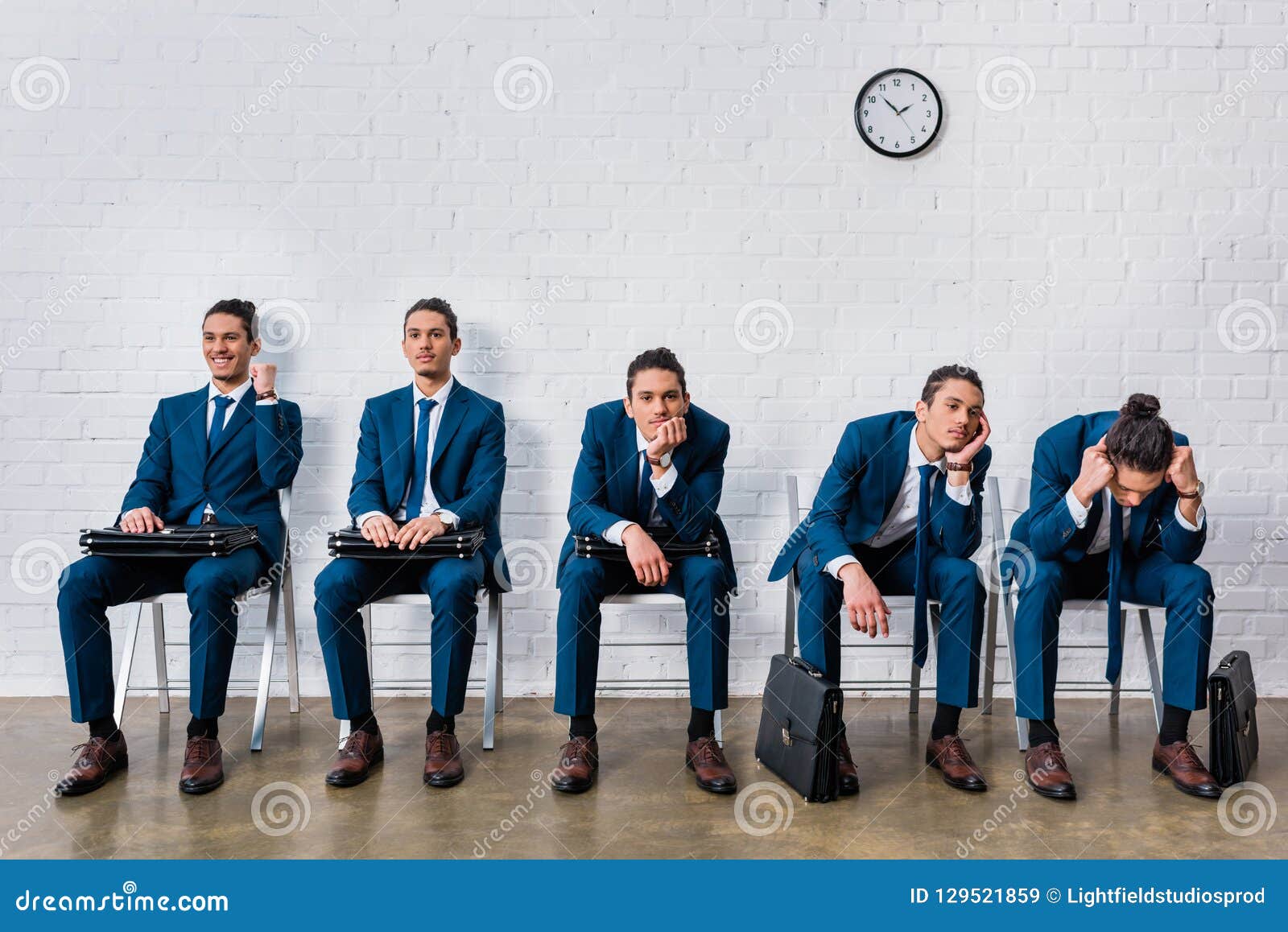 Collage with Man in Suit Waiting for Interview Stock Image - Image of ...