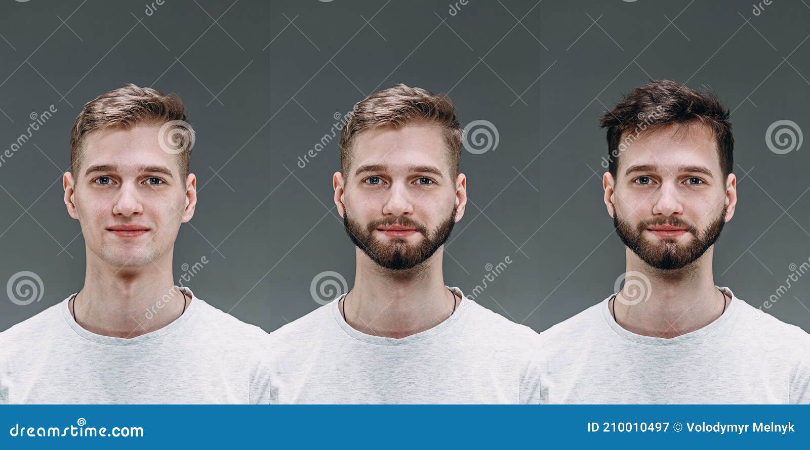 Collage of Man before and after Visiting Barbershop, Delighted Client ...