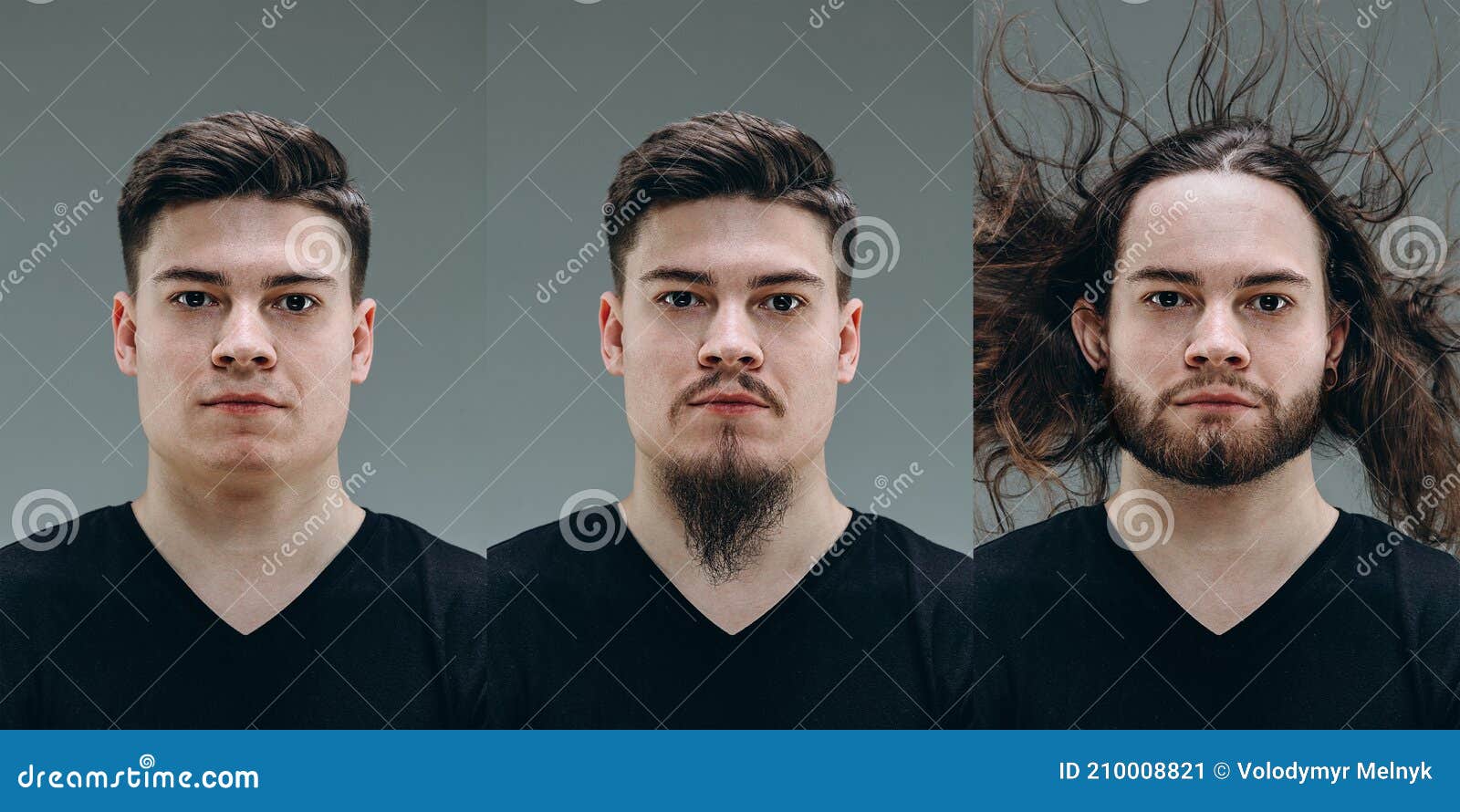 Collage of Man before and after Visiting Barbershop, Delighted Client ...