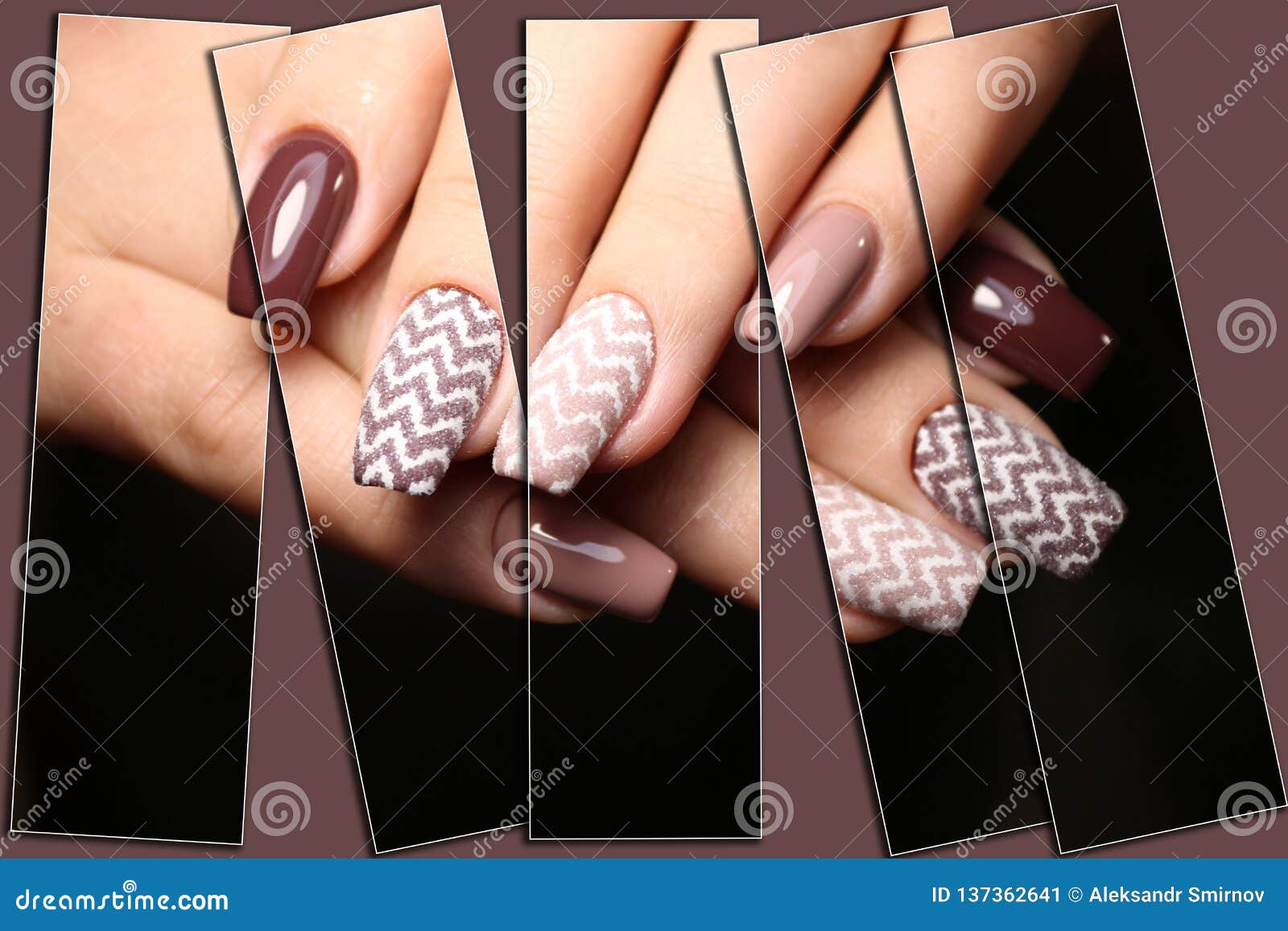 Collage Manicure Nail Design. Manicure Design on Business Cards Stock ...