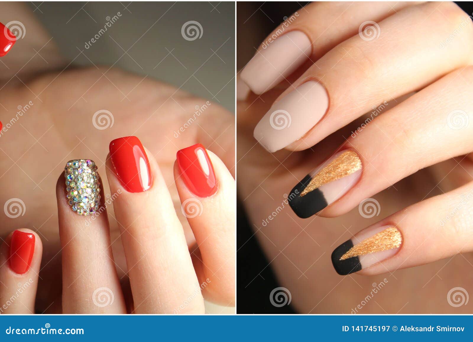 Collage Manicure Nail Design. Manicure Design on Business Cards Stock ...