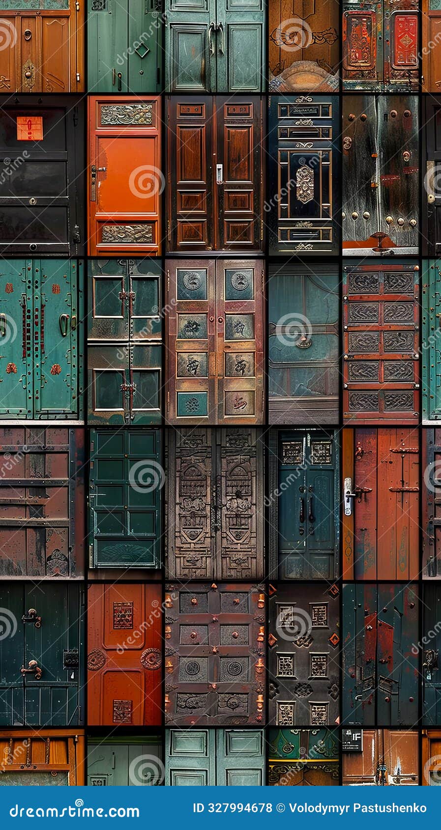 A Collage of Many Different Doors Stock Photo - Image of generated ...