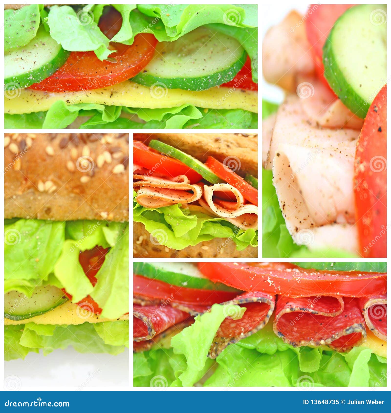 Collage of Many Different Fresh Sandwichs Stock Image - Image of ...
