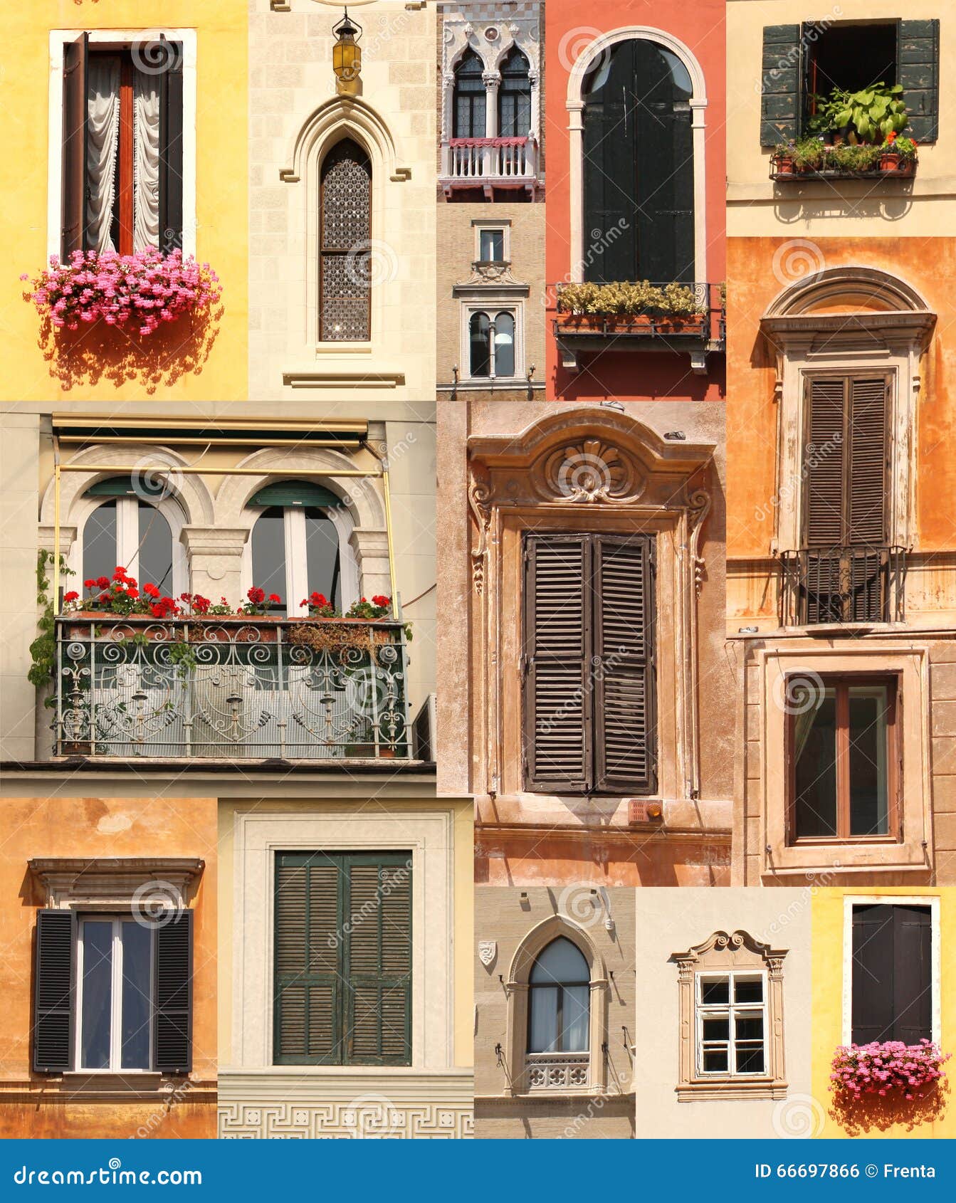 Collage with Many Different Windows Stock Photo - Image of historic ...