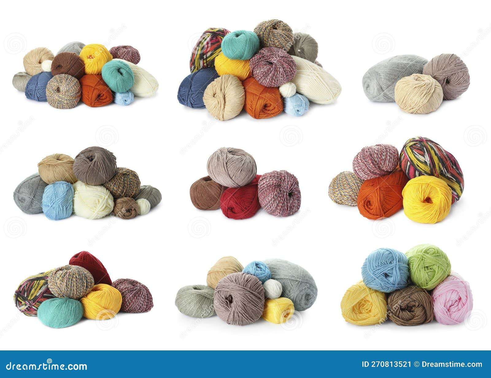 Collage with Many Different Yarns on White Background Stock Image ...