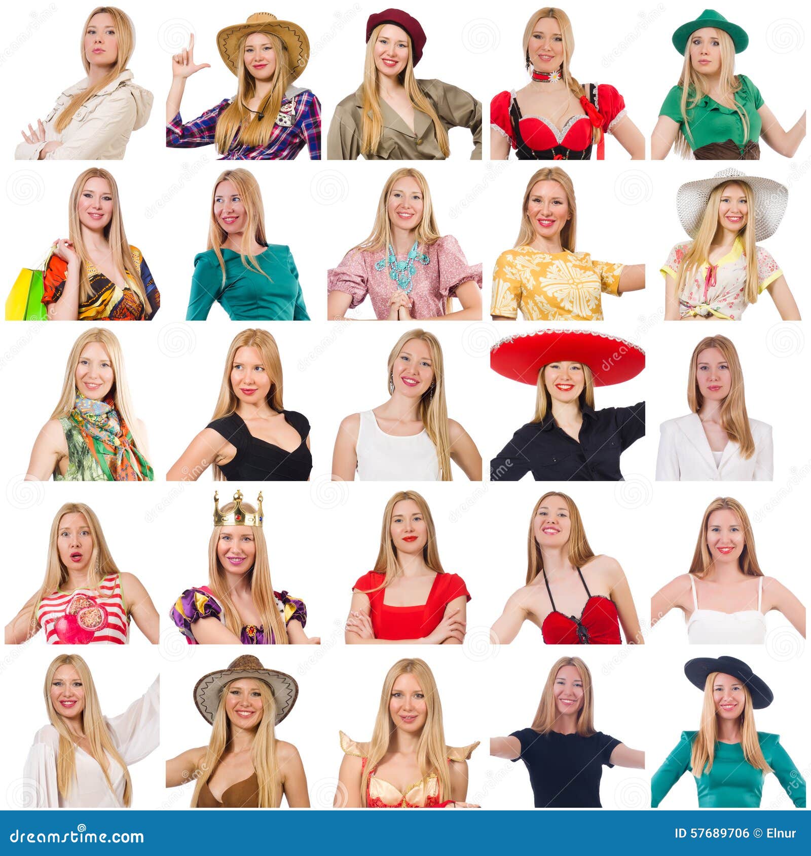 Collage of Many Faces from Same Model Stock Photo - Image of ...