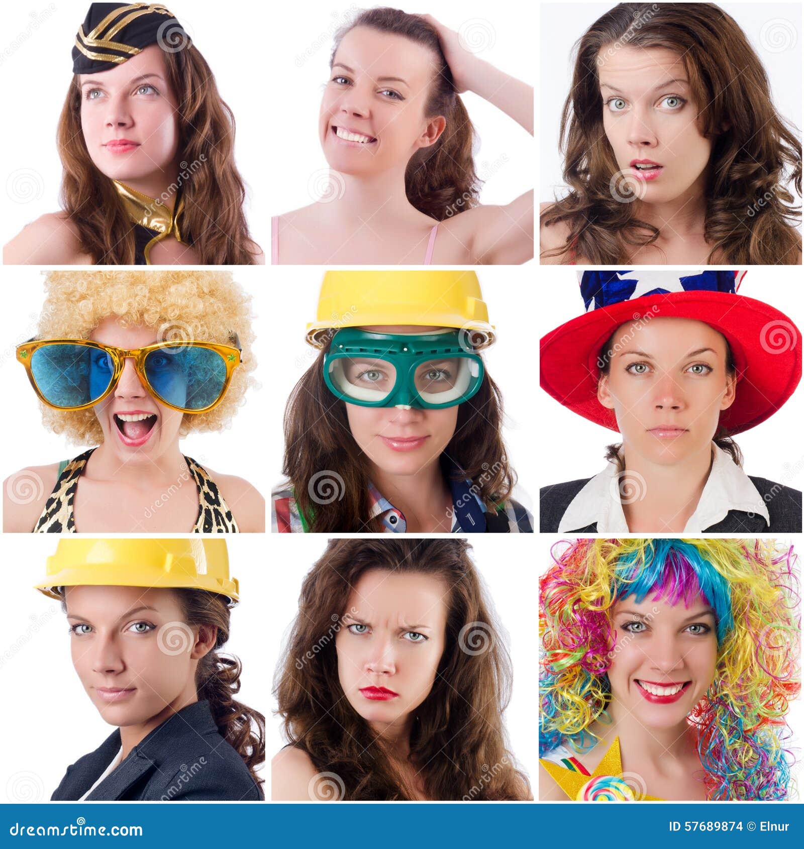 Collage of Many Faces from Same Model Stock Photo - Image of girl ...