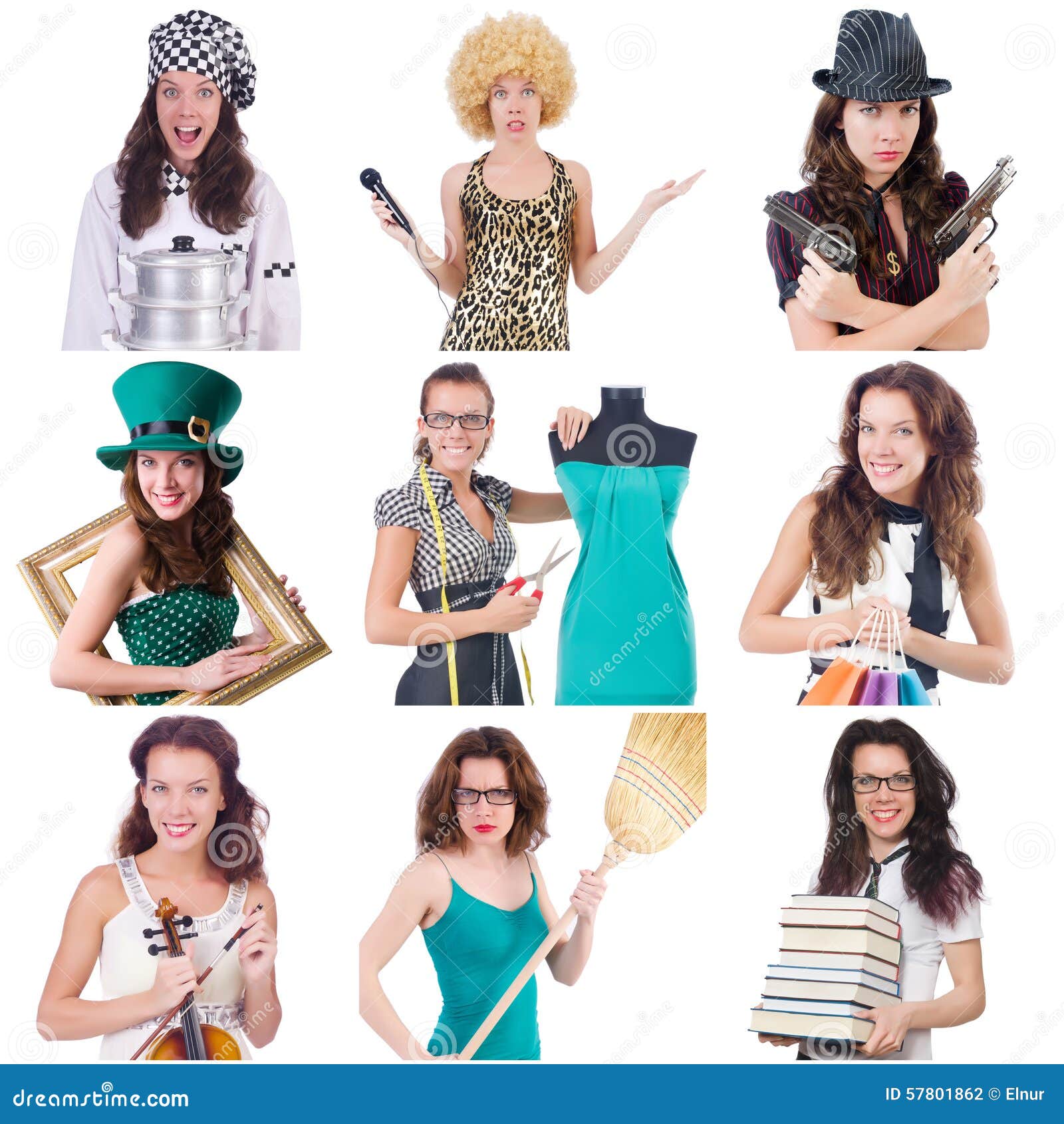 Collage of Many Faces from Same Model Stock Photo - Image of girl ...